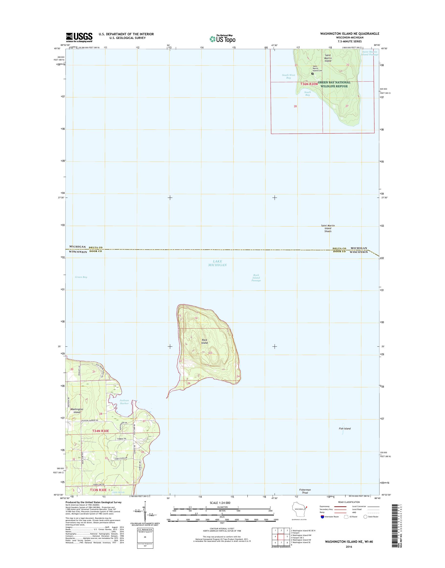 Washington Island NE Wisconsin US Topo Map – MyTopo Map Store