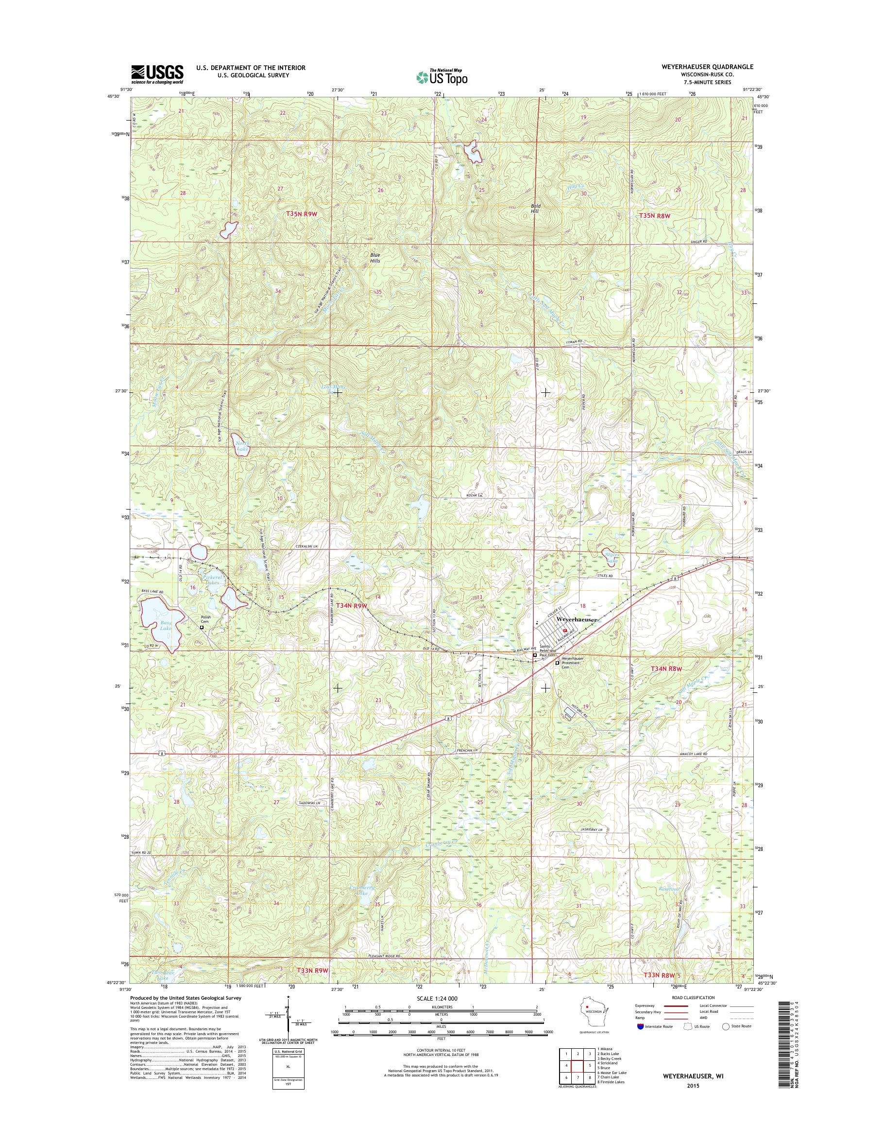 Weyerhaeuser Wisconsin US Topo Map – MyTopo Map Store
