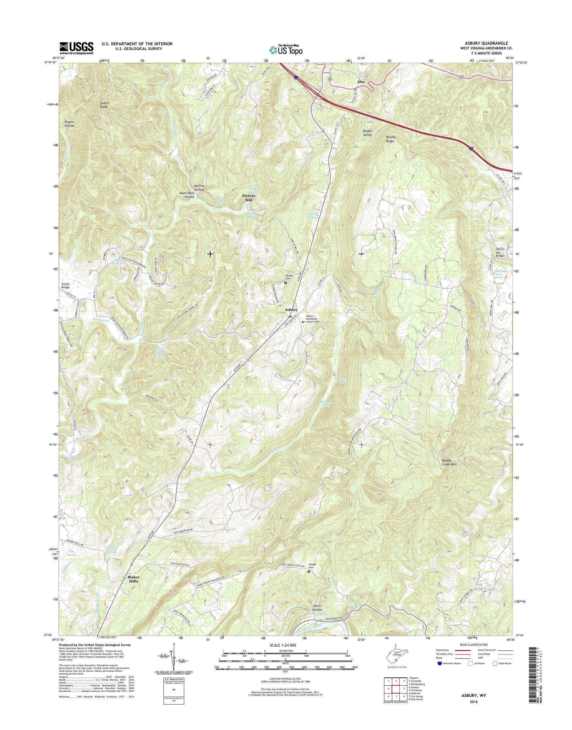 Asbury West Virginia US Topo Map – MyTopo Map Store