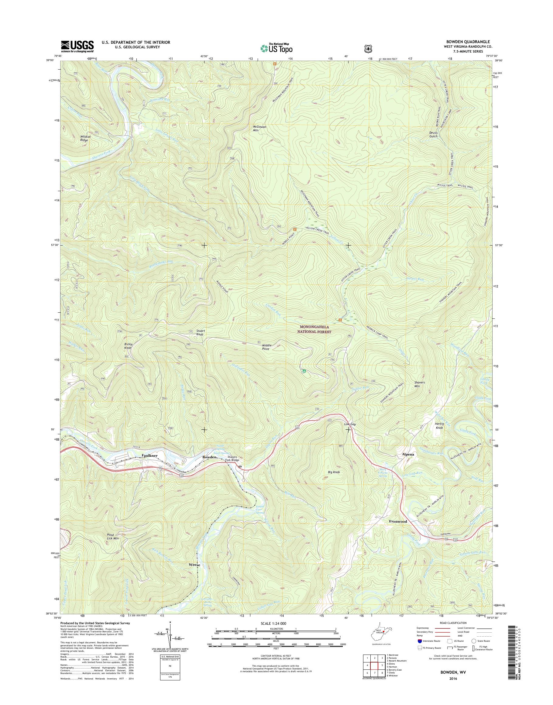 Bowden West Virginia US Topo Map – MyTopo Map Store