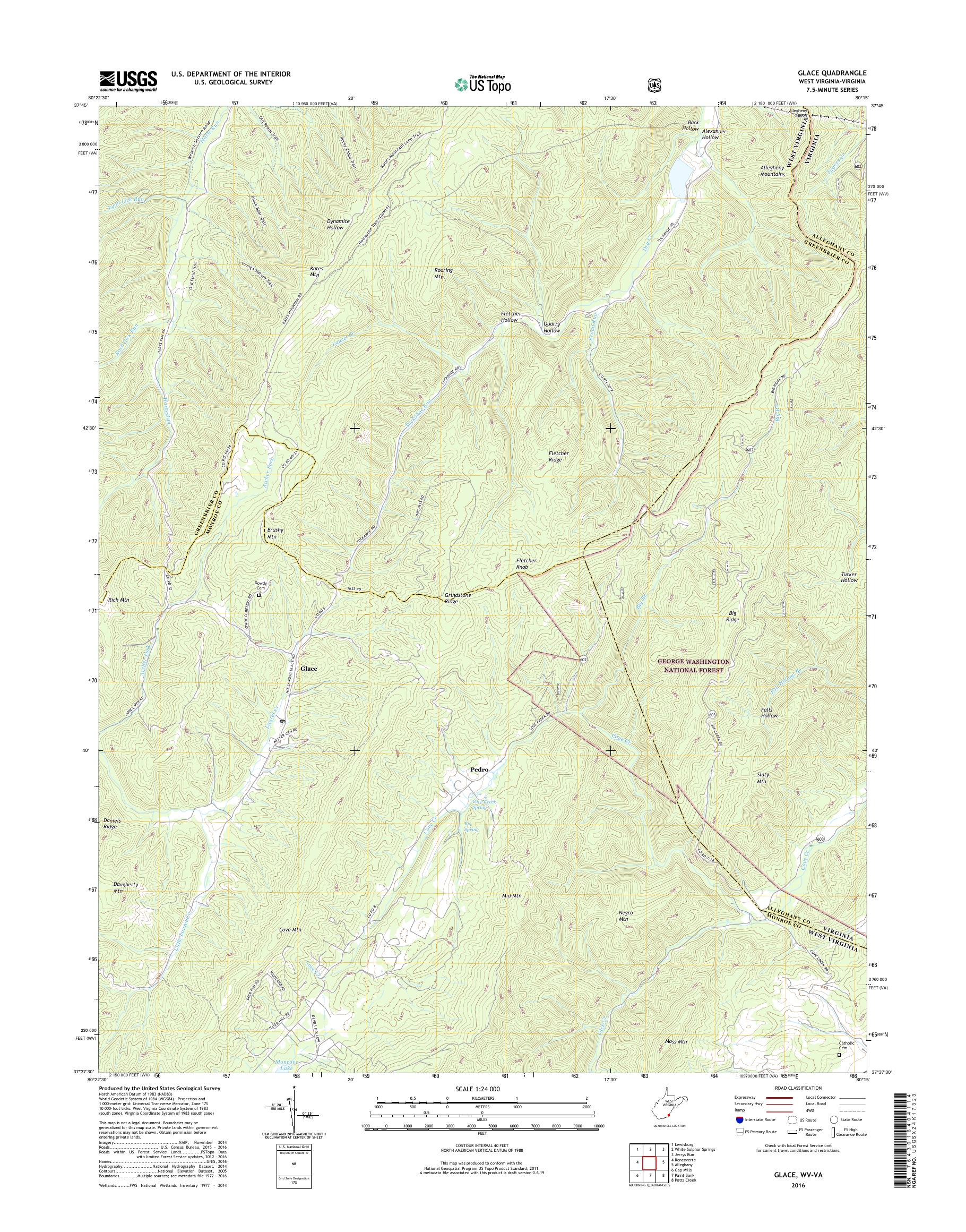 Glace West Virginia US Topo Map – MyTopo Map Store