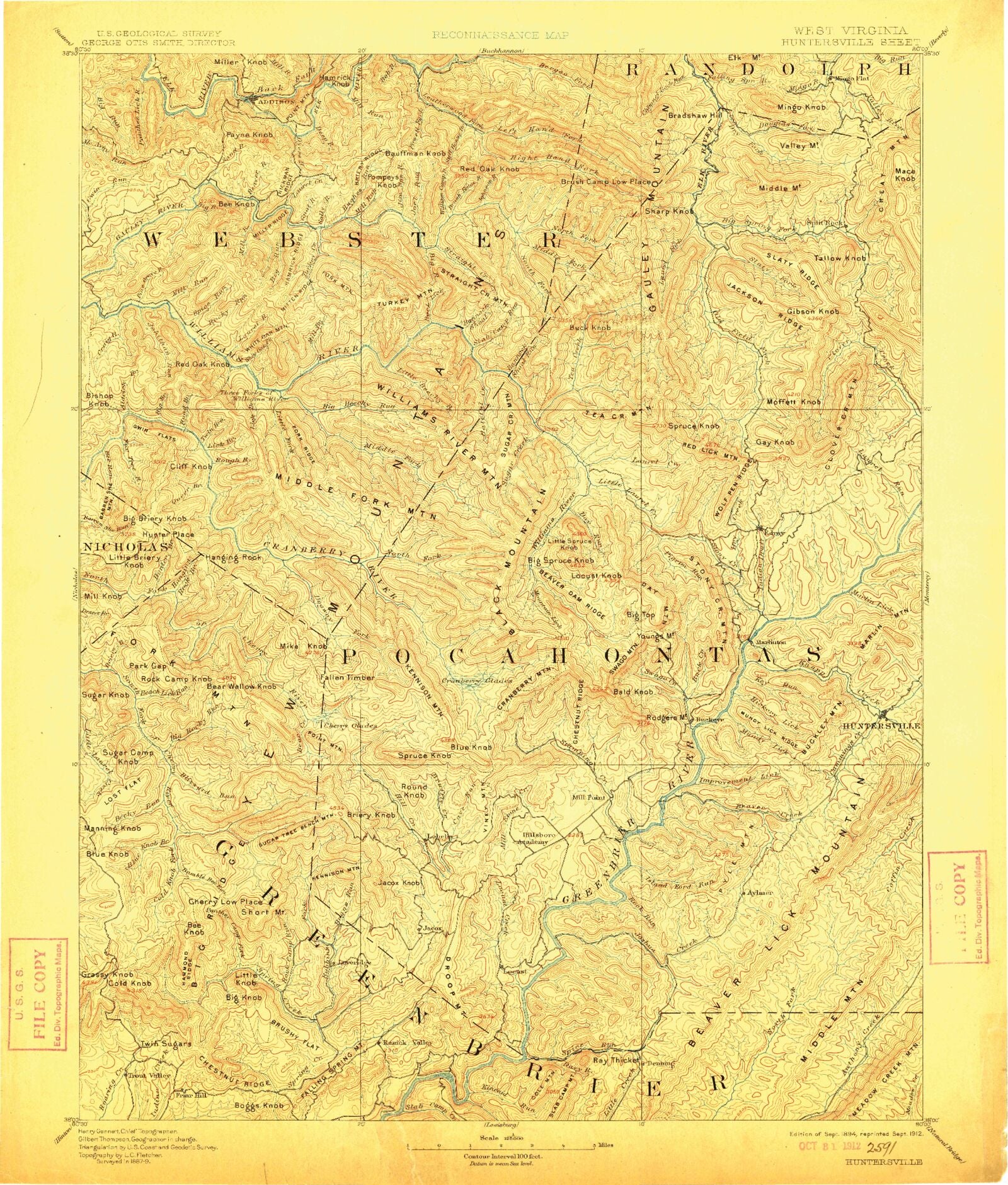 Historic 1894 Huntersville West Virginia 30'x30' Topo Map – MyTopo Map ...