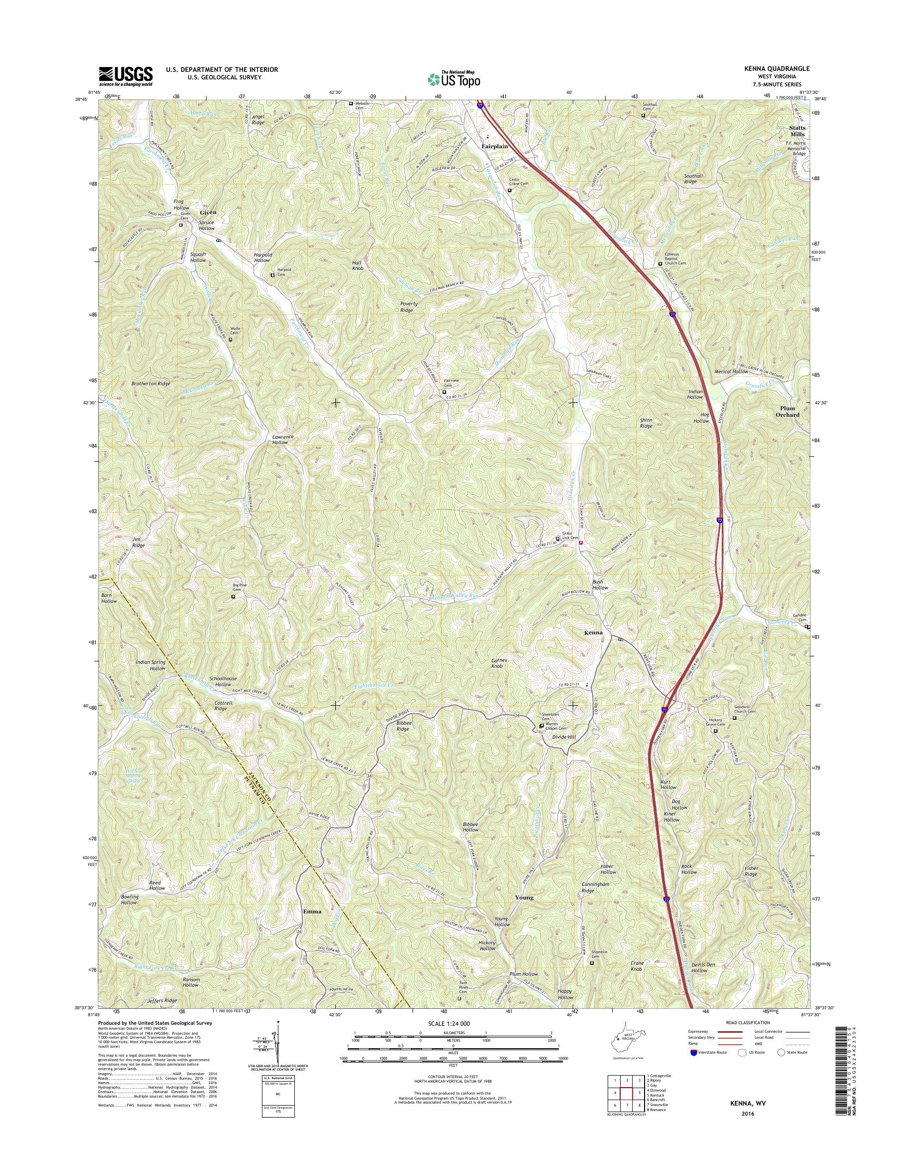 Kenna West Virginia US Topo Map – MyTopo Map Store