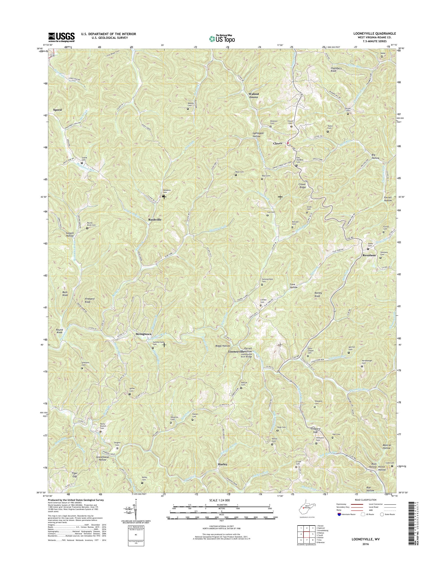 Looneyville West Virginia US Topo Map – MyTopo Map Store