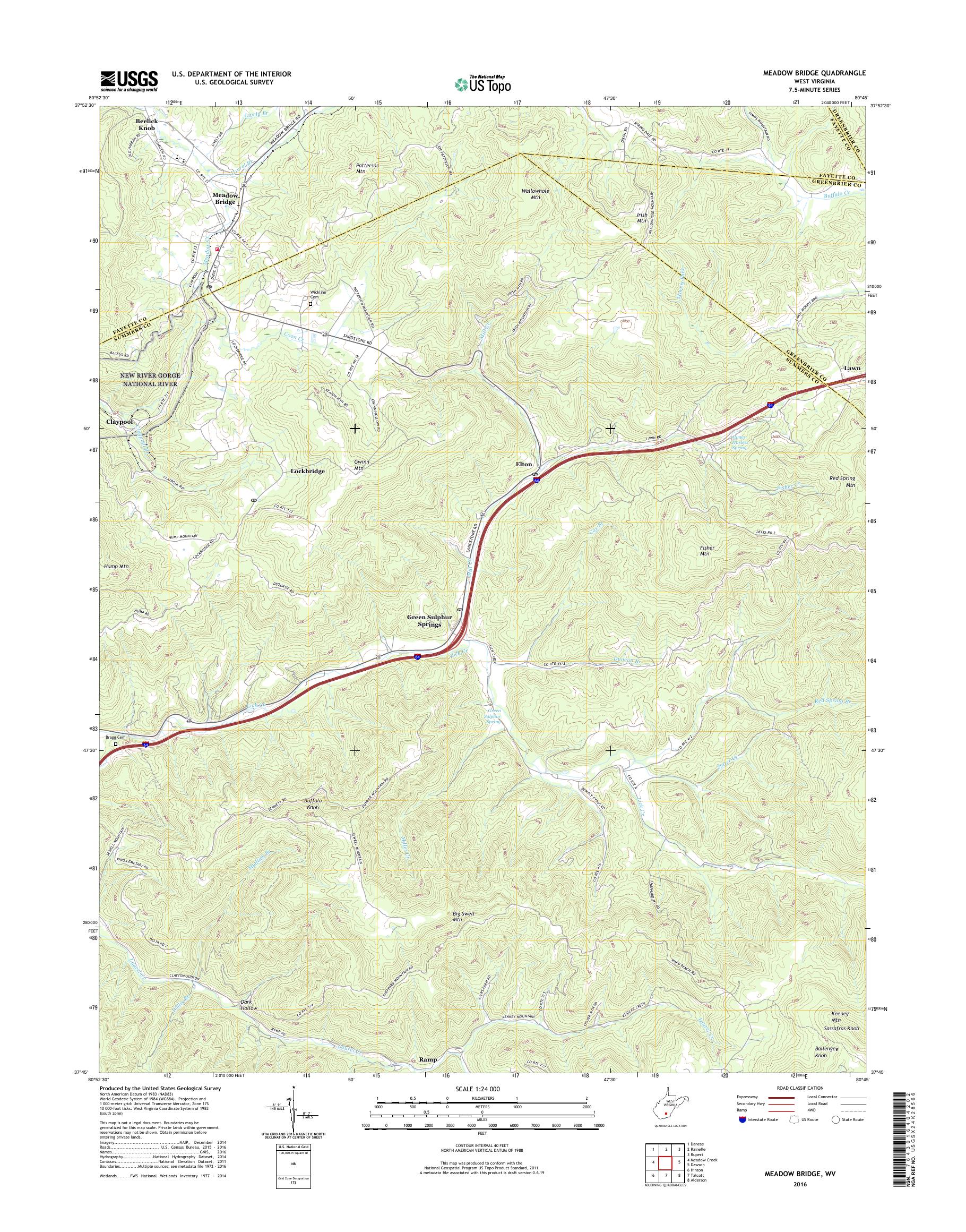 Meadow Bridge West Virginia US Topo Map – MyTopo Map Store