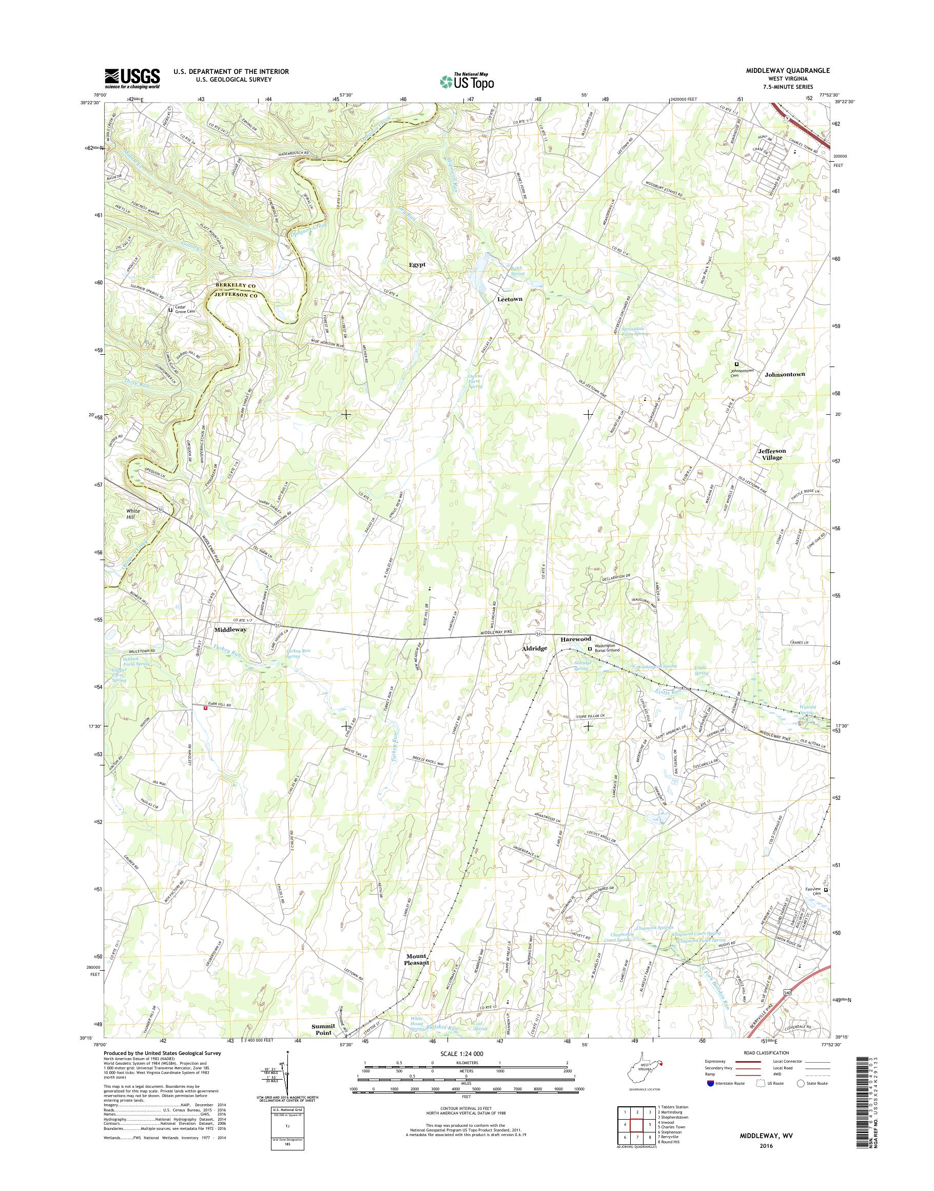 Middleway West Virginia US Topo Map – MyTopo Map Store