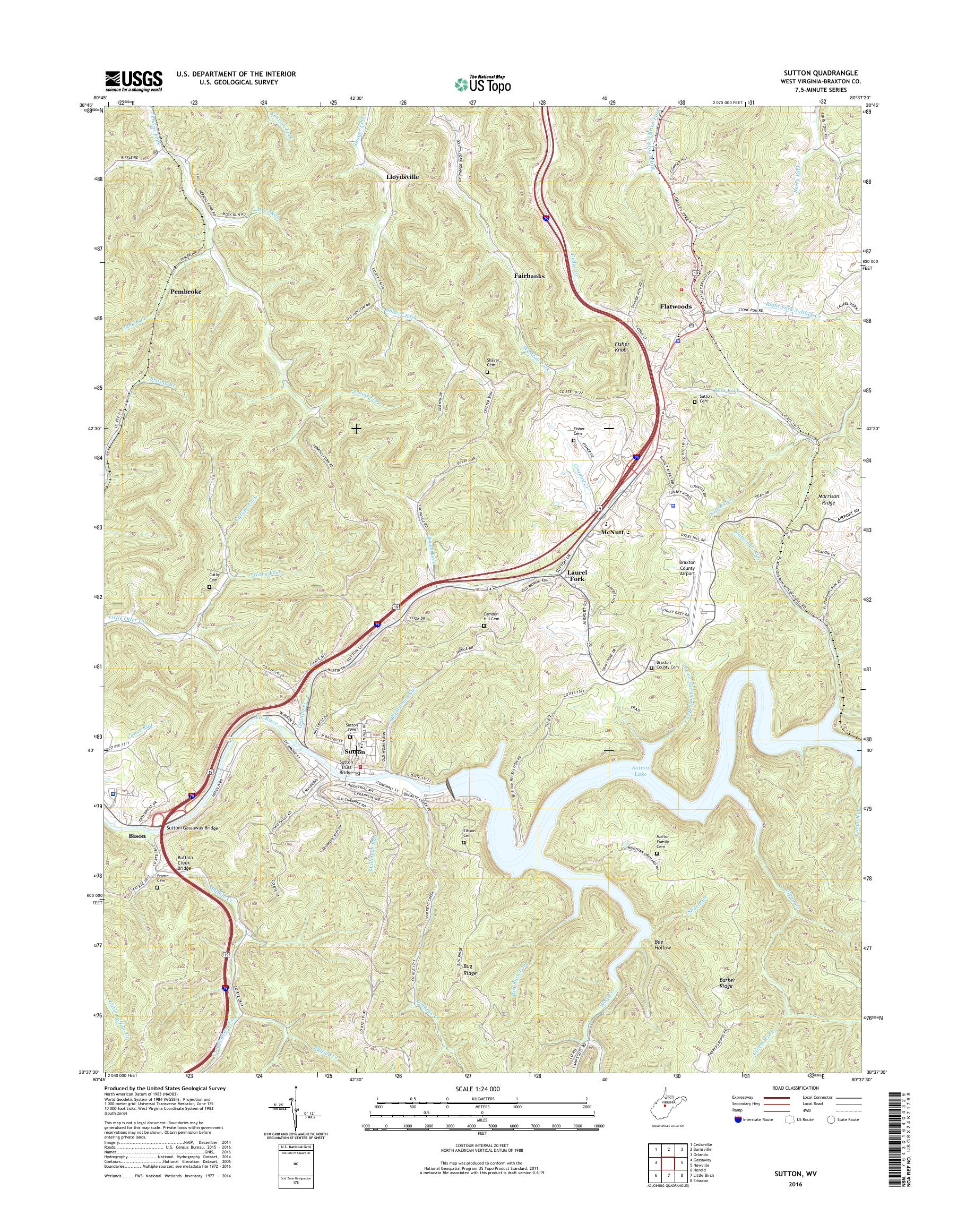 Sutton West Virginia US Topo Map – MyTopo Map Store