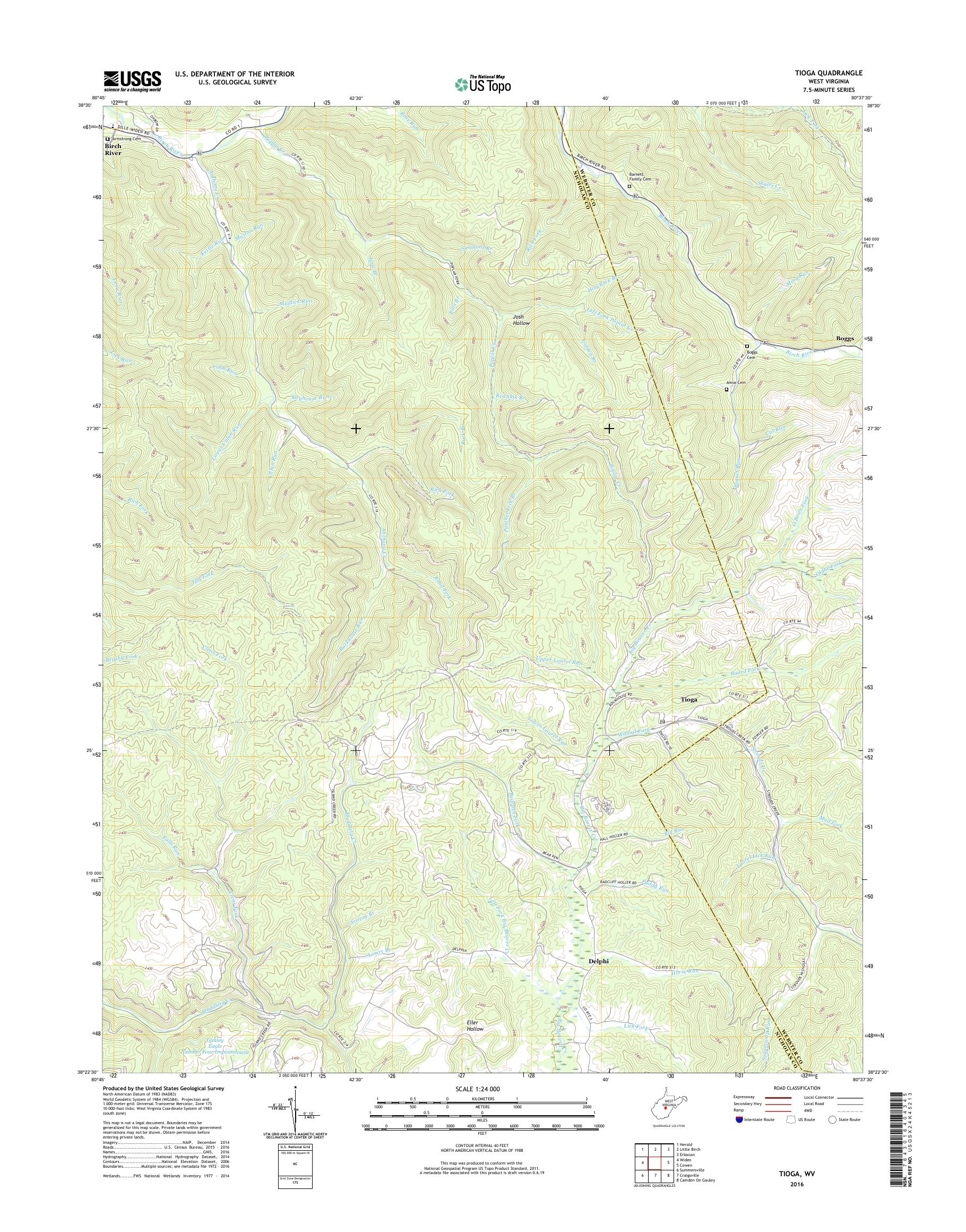 Tioga West Virginia US Topo Map – MyTopo Map Store