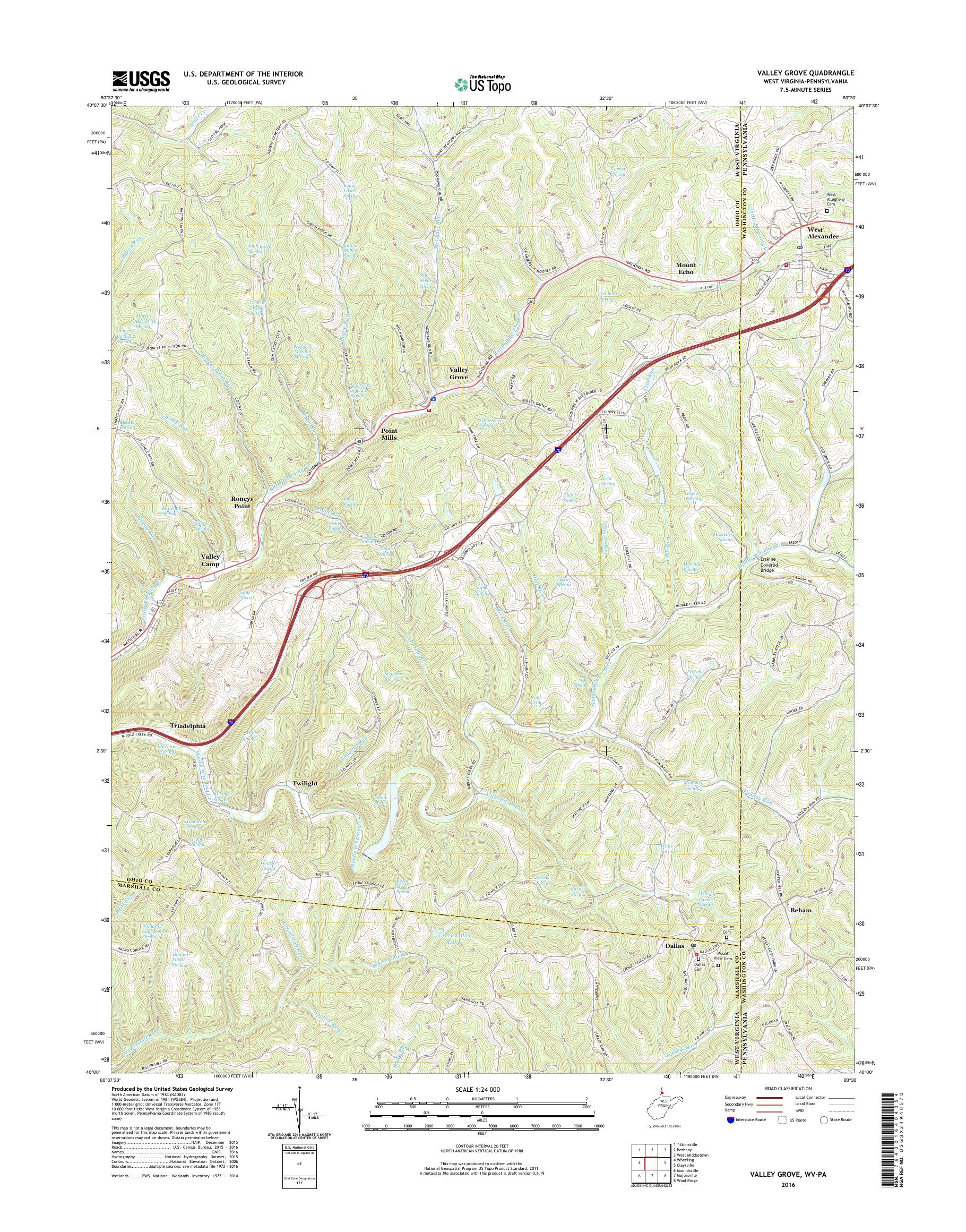 Valley Grove West Virginia US Topo Map – MyTopo Map Store