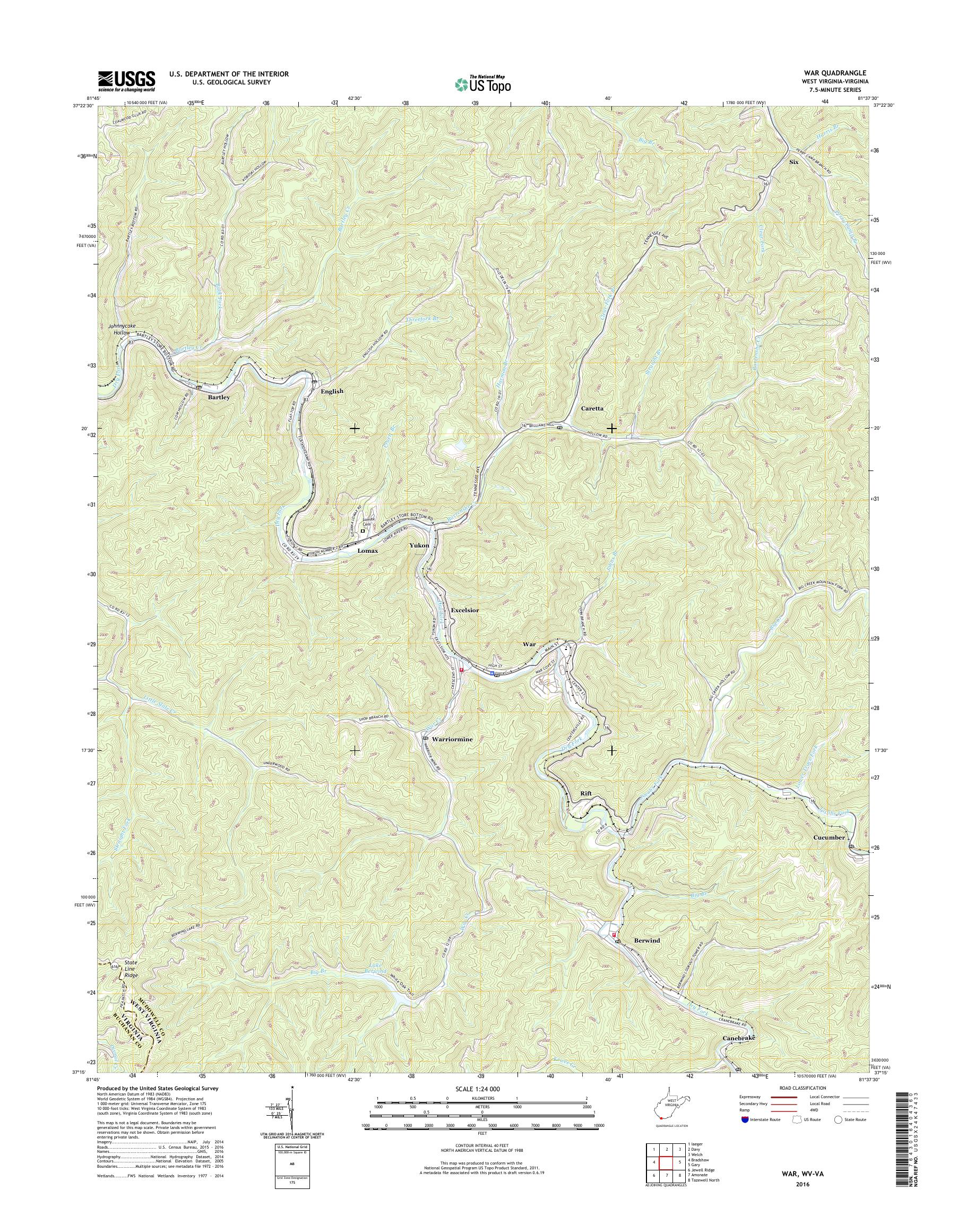 War West Virginia US Topo Map – MyTopo Map Store