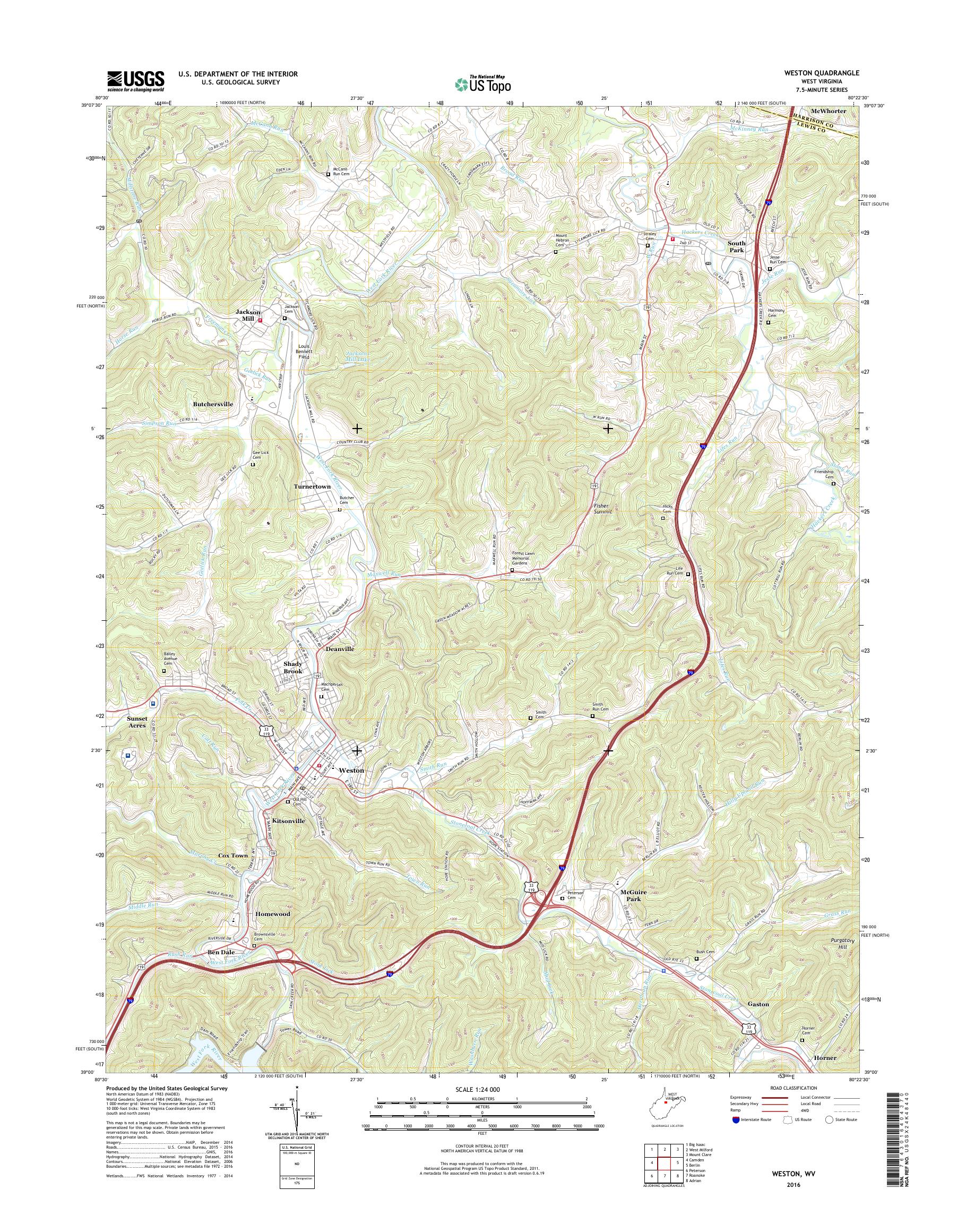 Weston West Virginia US Topo Map – MyTopo Map Store