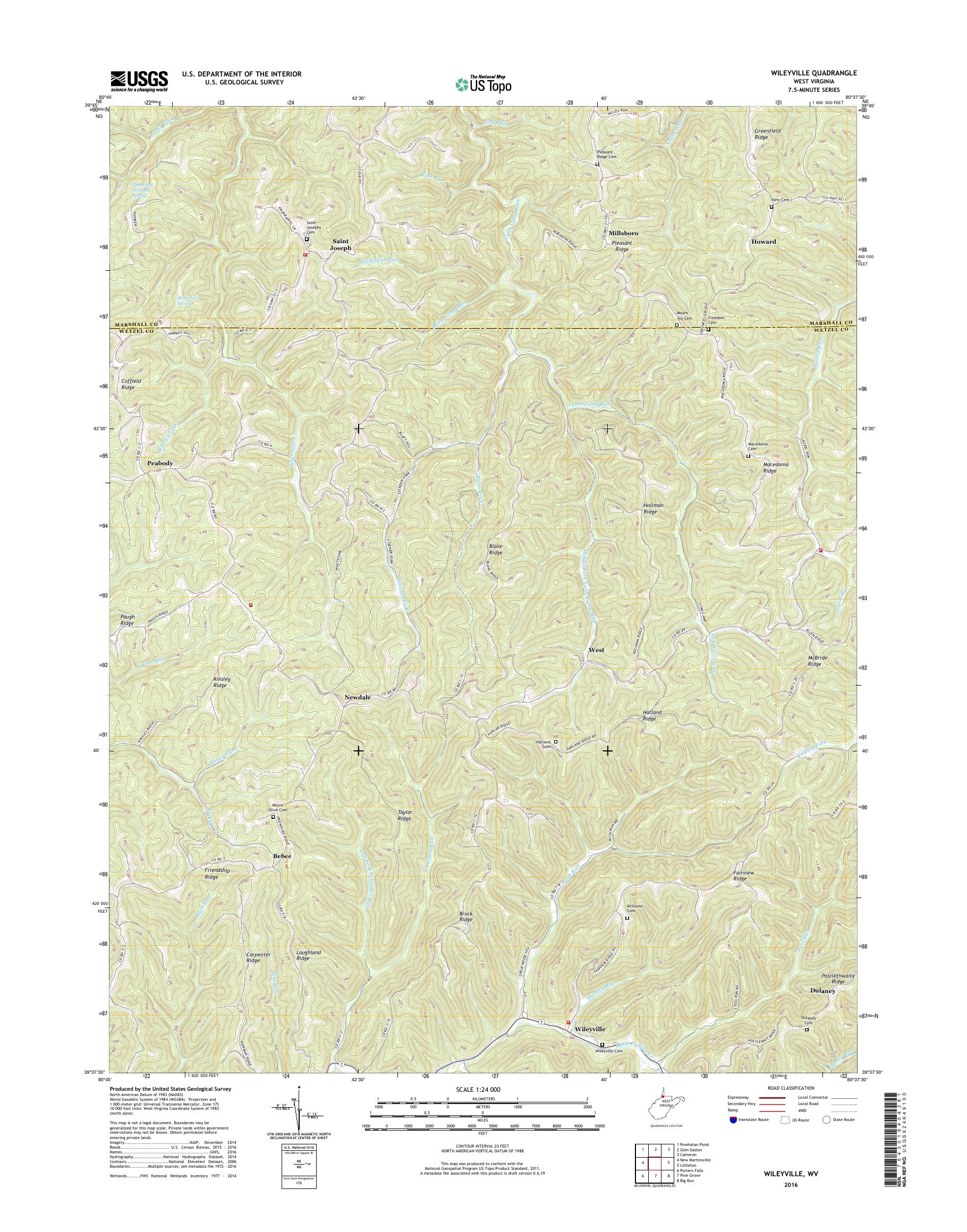 Wileyville West Virginia US Topo Map – MyTopo Map Store