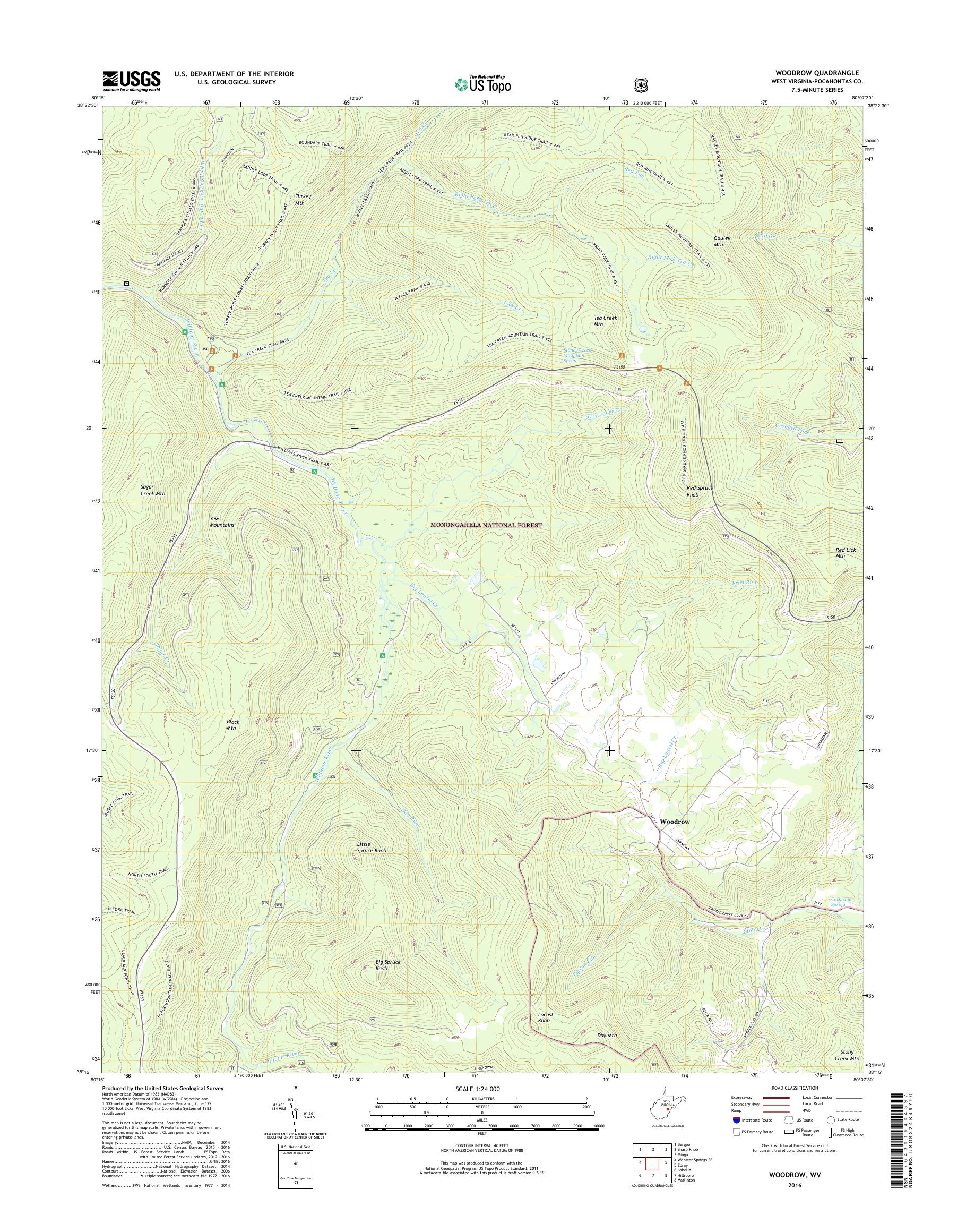 Woodrow West Virginia US Topo Map – MyTopo Map Store