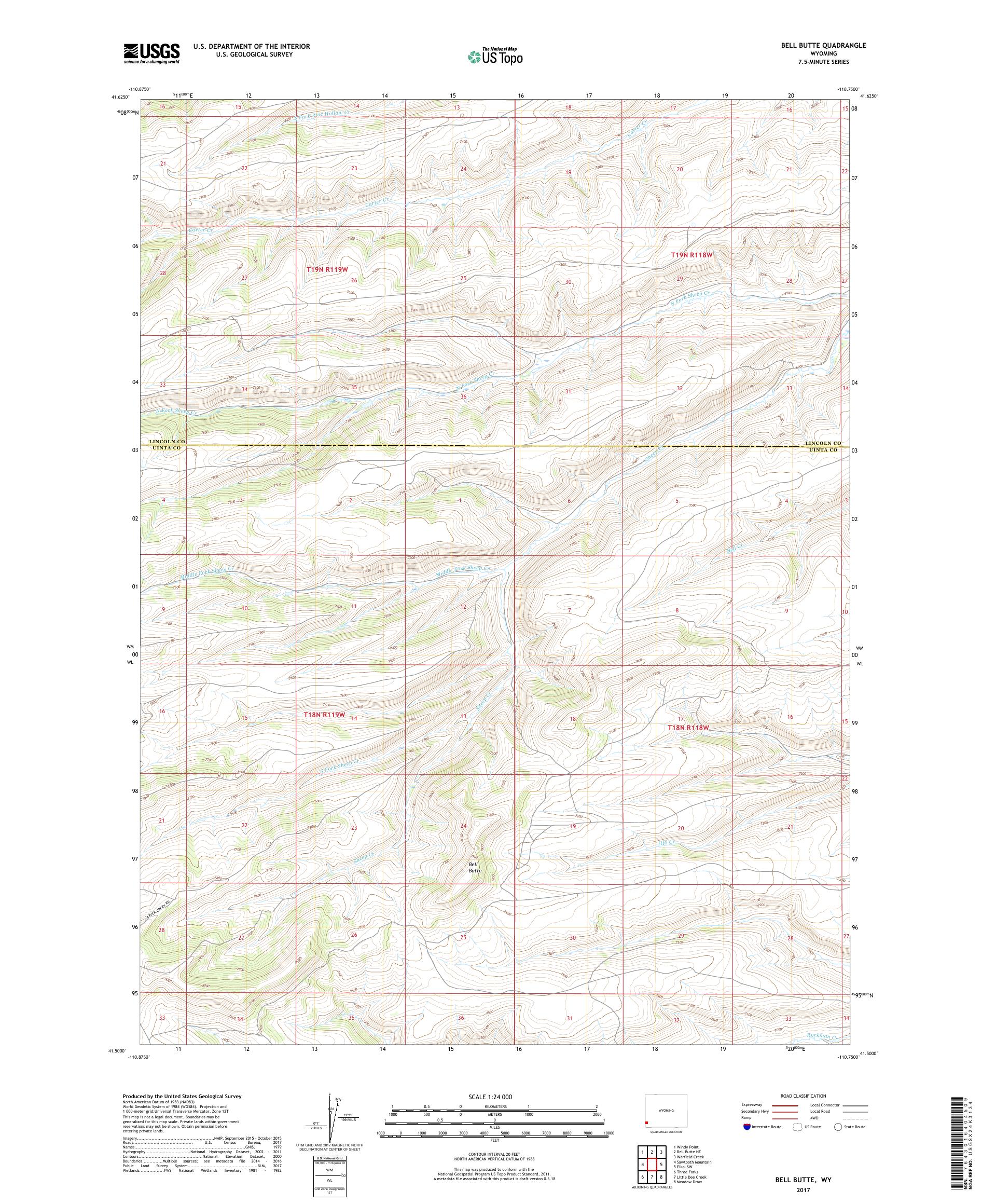 Bell Butte Wyoming US Topo Map – MyTopo Map Store