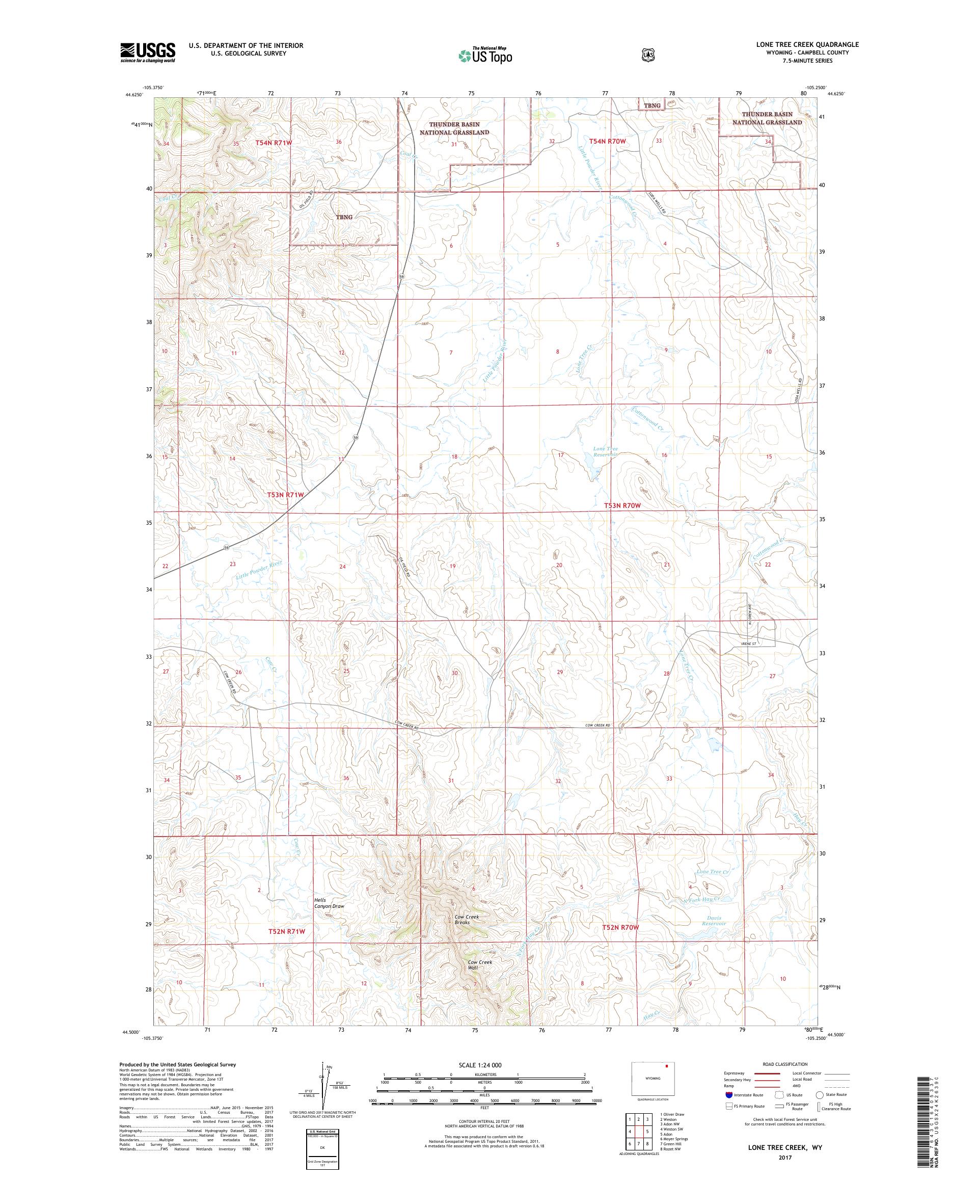 Lone Tree Creek Wyoming US Topo Map – MyTopo Map Store