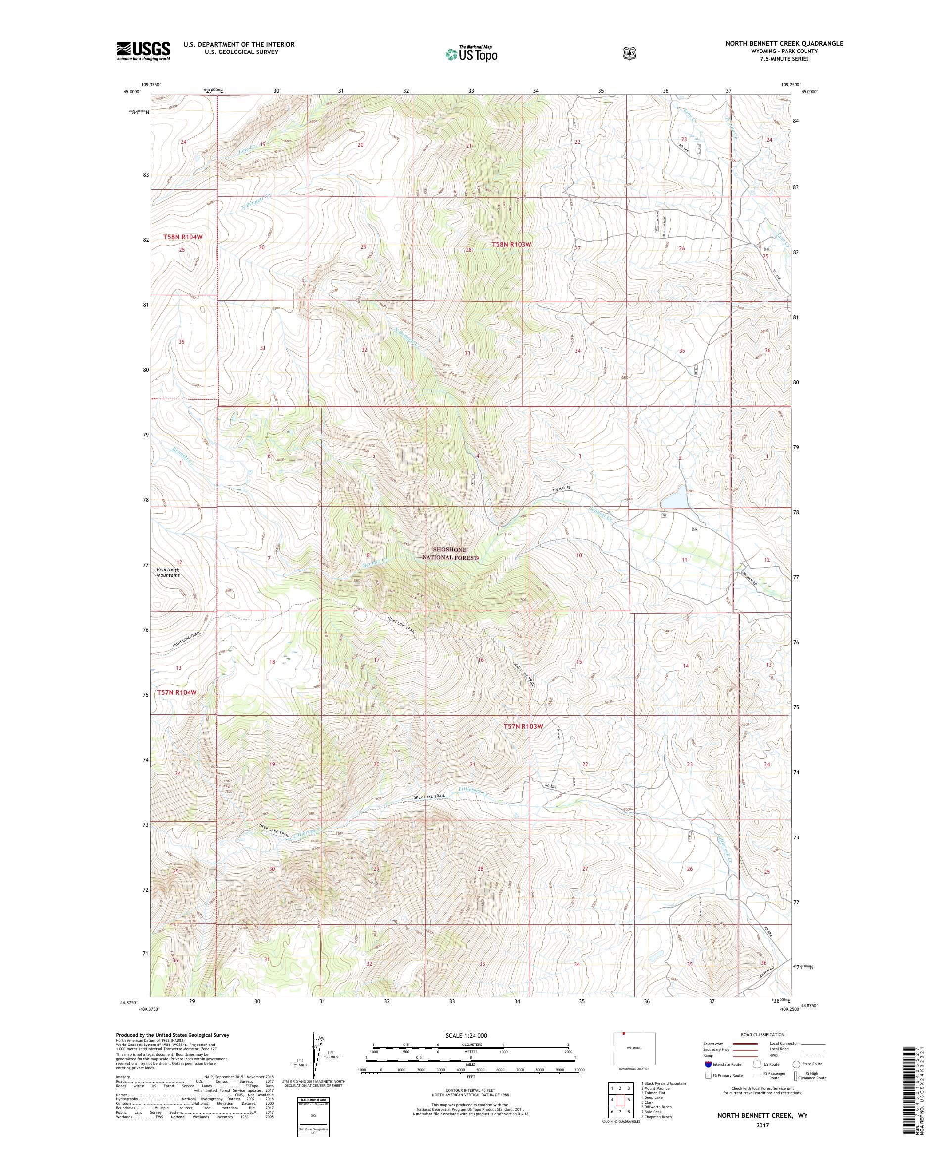 North Bennett Creek Wyoming US Topo Map – MyTopo Map Store