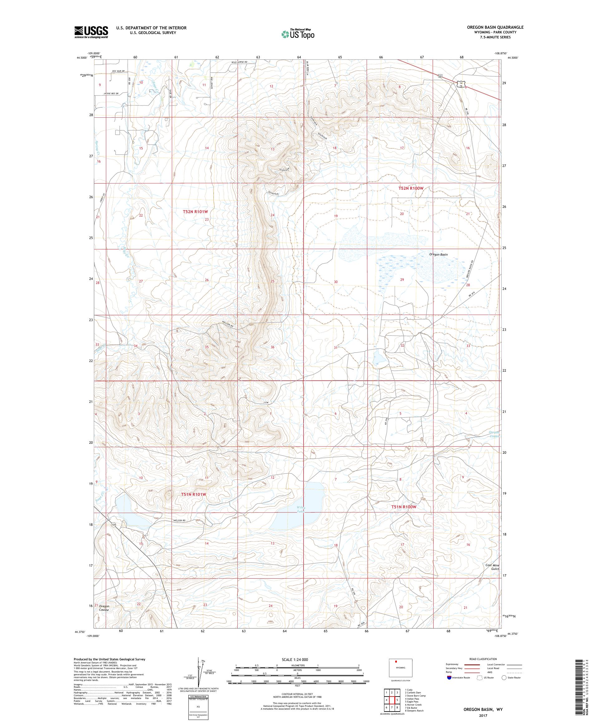 Oregon Basin Wyoming US Topo Map – MyTopo Map Store