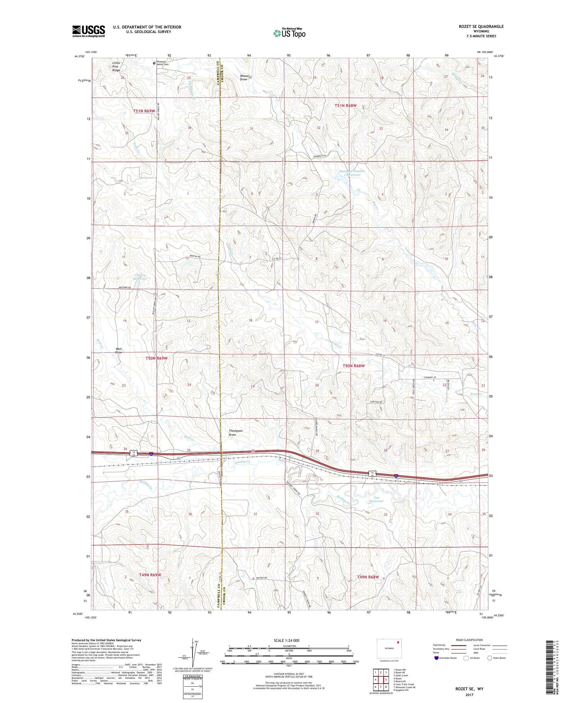 Rozet SE Wyoming US Topo Map – MyTopo Map Store