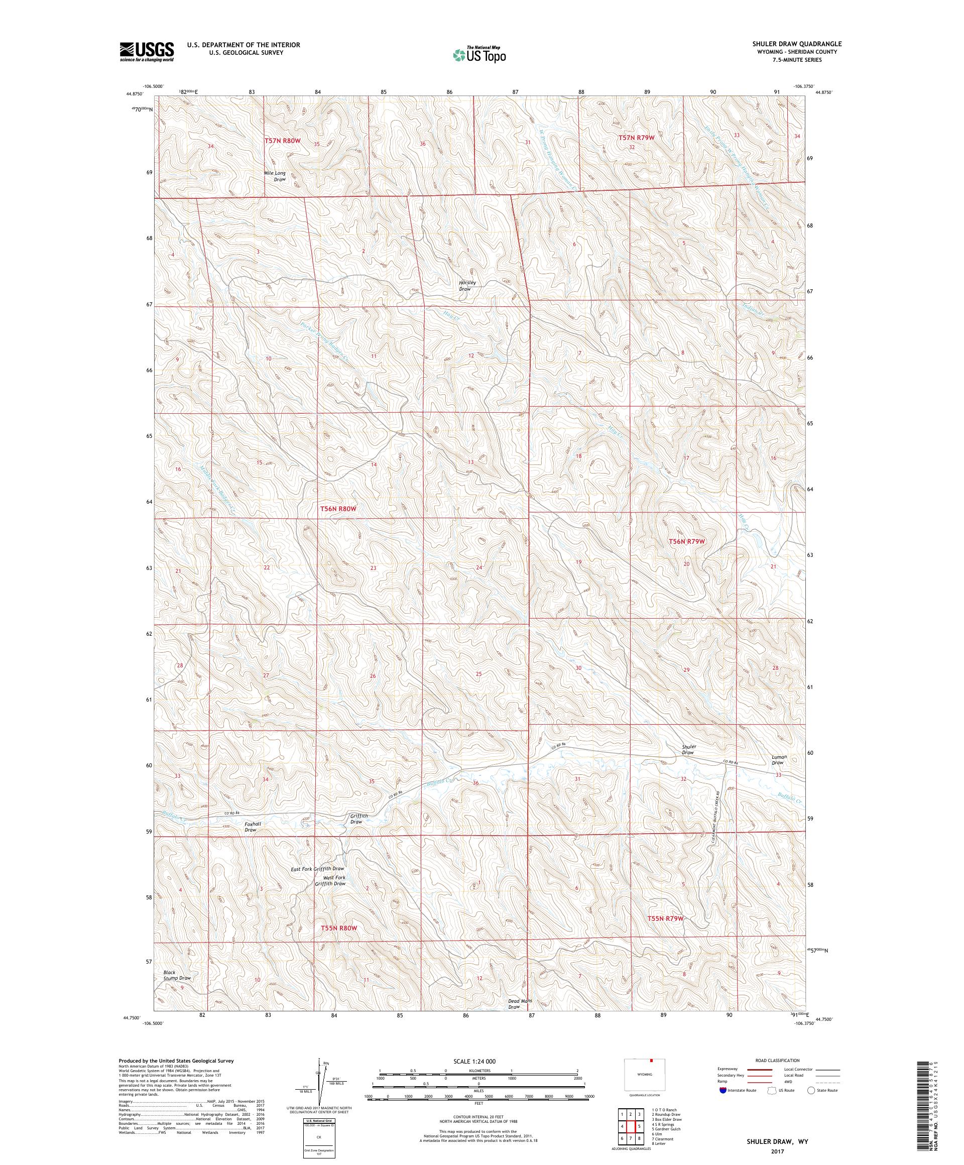 Shuler Draw Wyoming US Topo Map – MyTopo Map Store