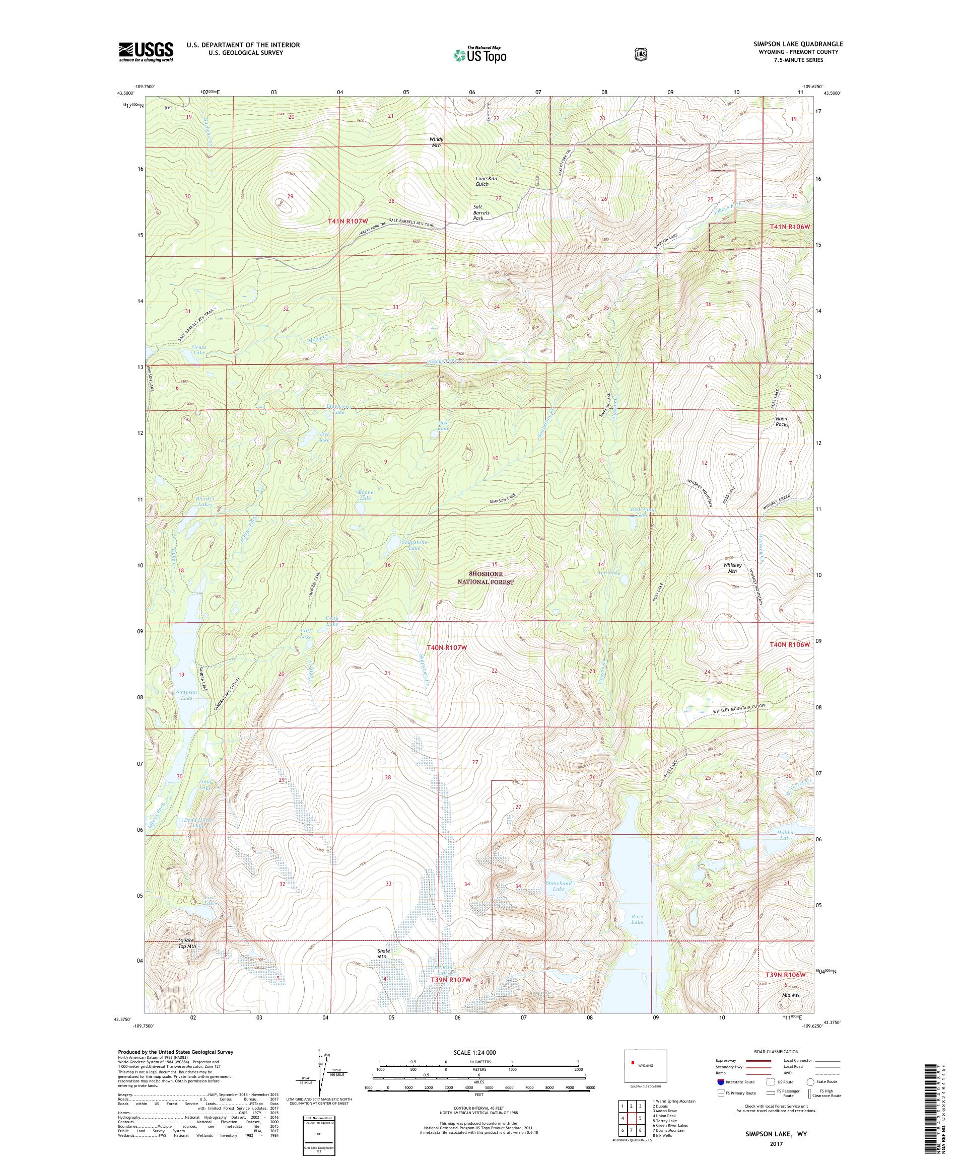 Simpson Lake Wyoming US Topo Map – MyTopo Map Store