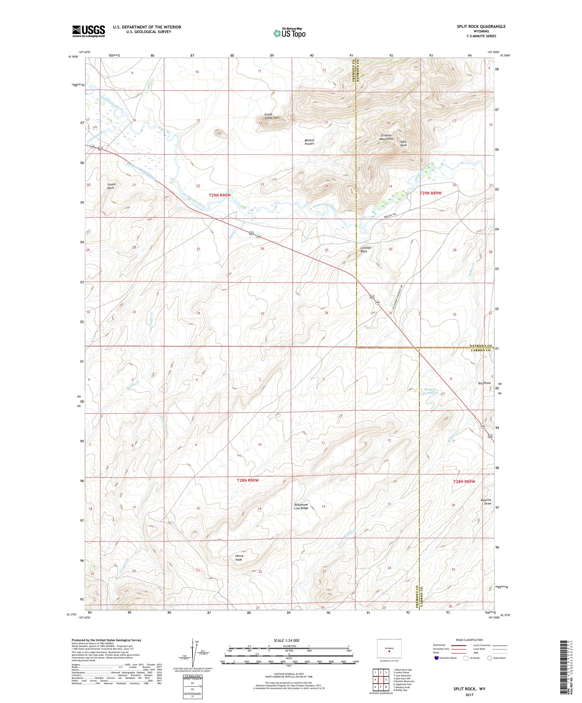 Split Rock Wyoming US Topo Map – MyTopo Map Store