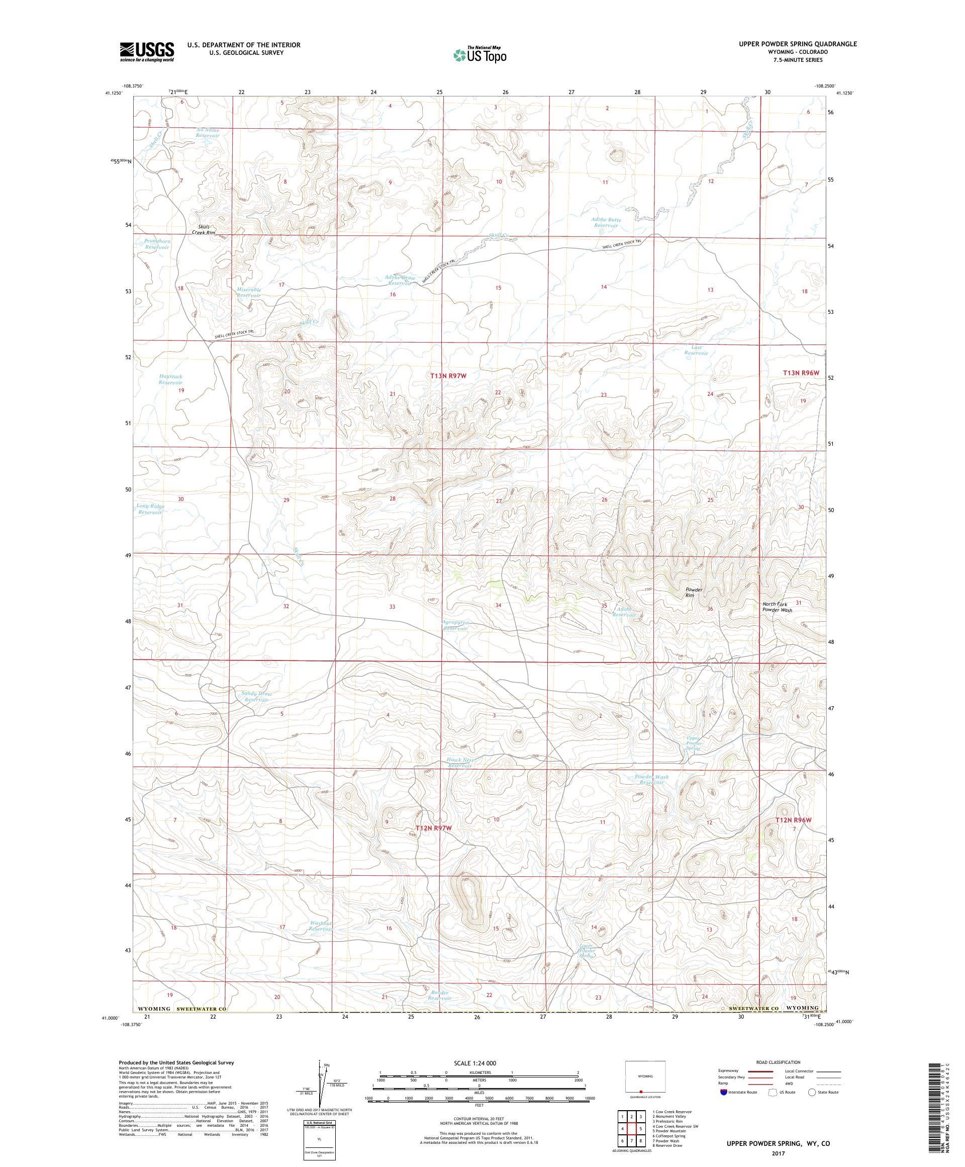 Upper Powder Spring Wyoming US Topo Map – MyTopo Map Store
