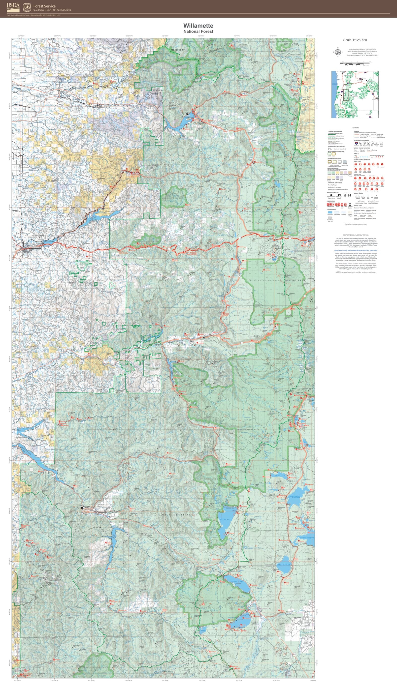 Willamette National Forest Map – MyTopo Map Store