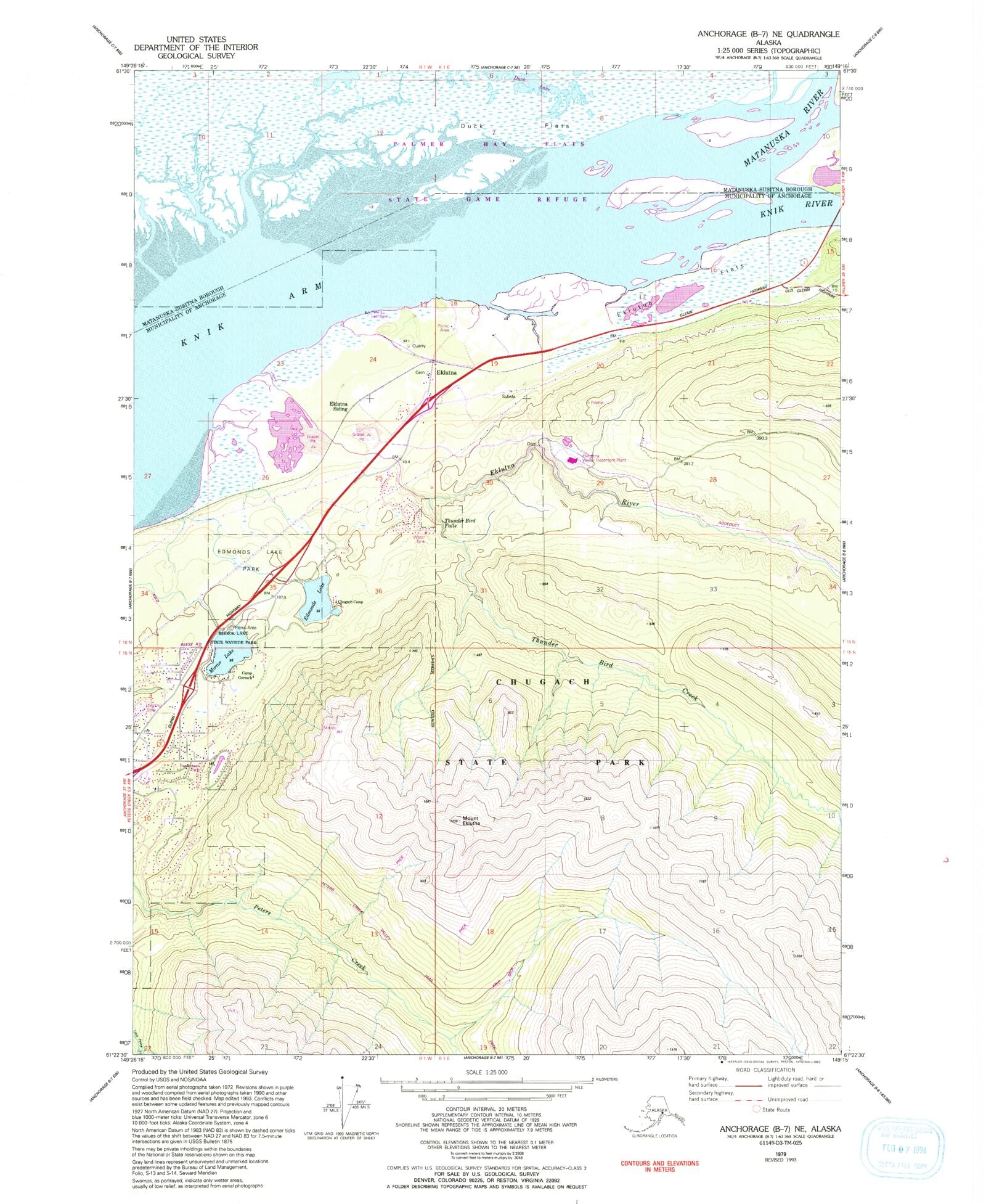 Classic USGS Anchorage B-7 NE Alaska 7.5'x7.5' Topo Map – MyTopo Map Store