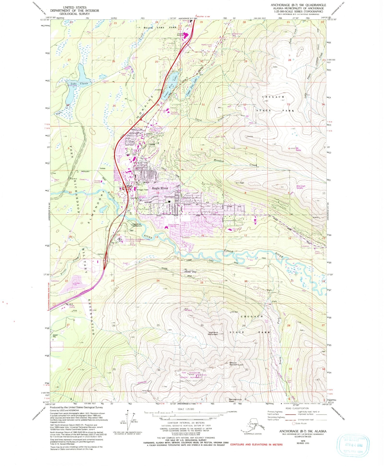 Classic USGS Anchorage B-7 SW Alaska 7.5'x7.5' Topo Map – MyTopo Map Store