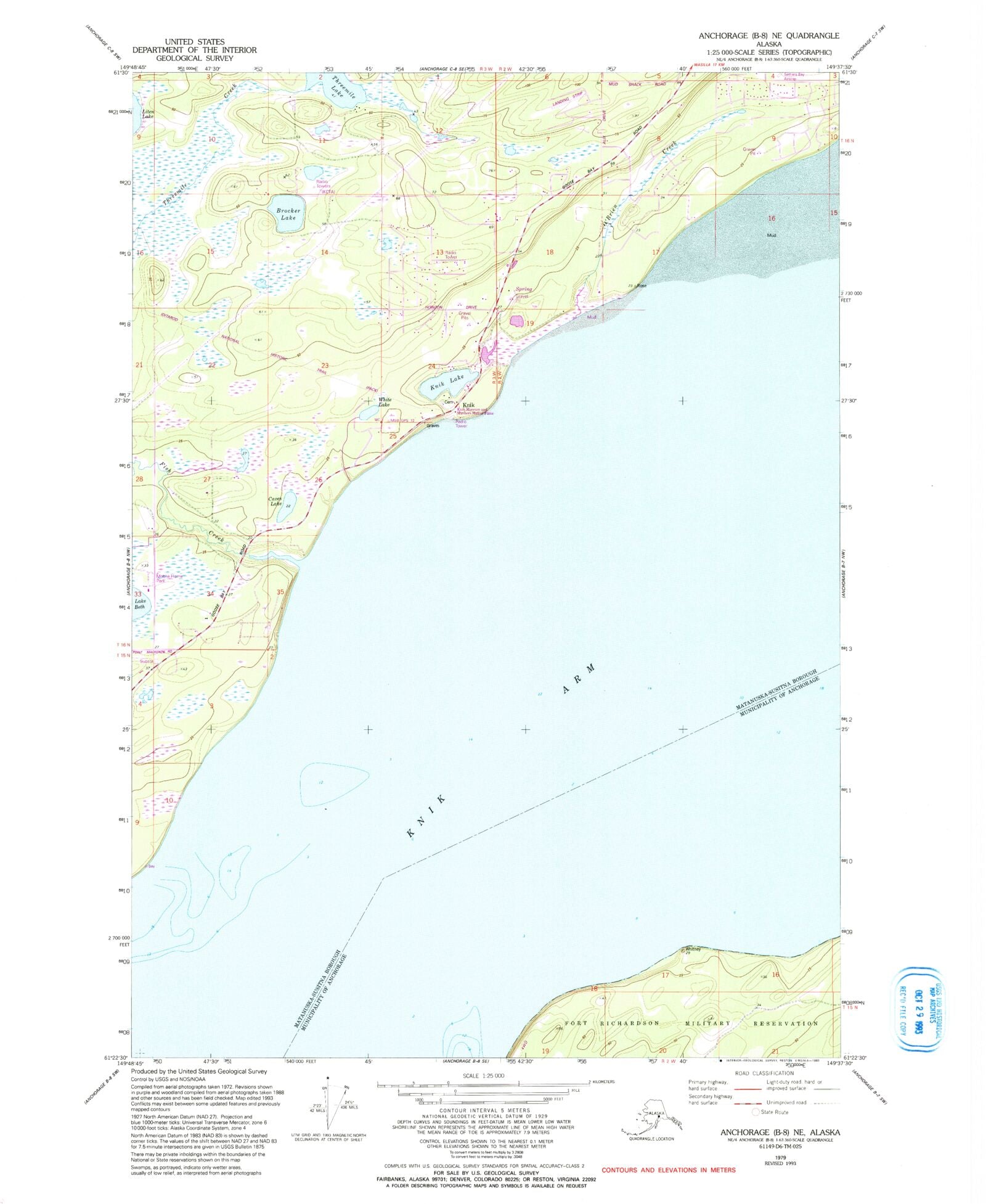 Classic USGS Anchorage B-8 NE Alaska 7.5'x7.5' Topo Map – MyTopo Map Store