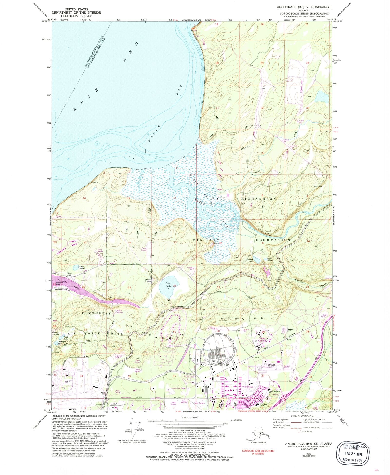 Classic USGS Anchorage B-8 SE Alaska 7.5'x7.5' Topo Map – MyTopo Map Store