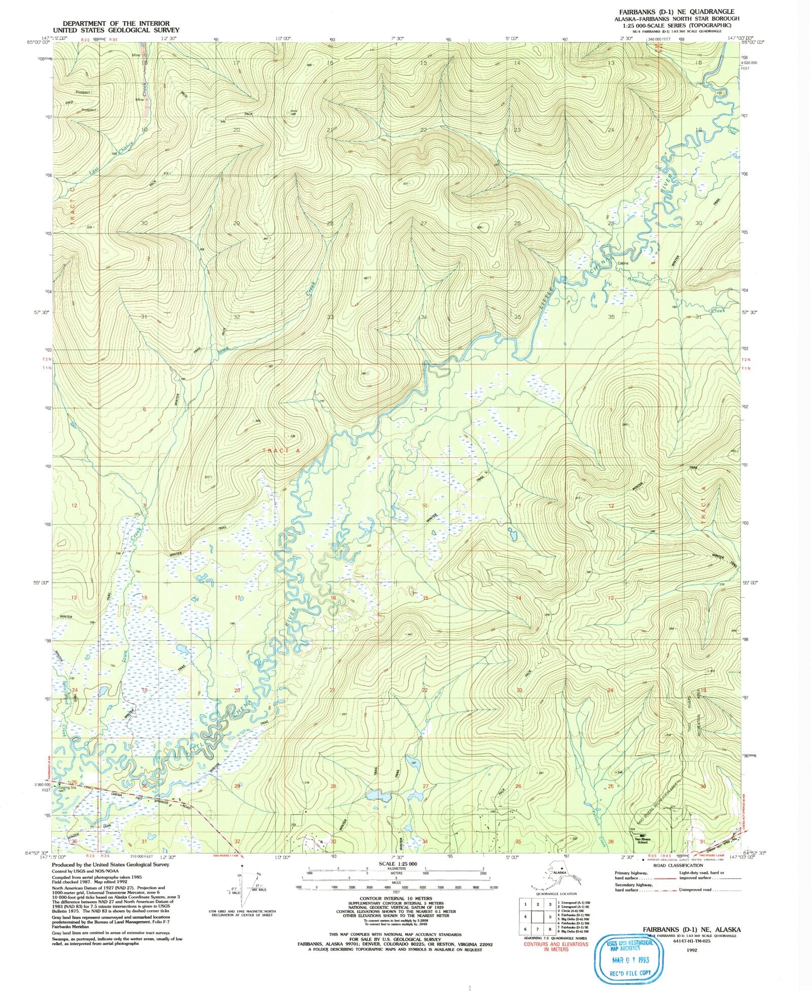 Classic USGS Fairbanks D-1 NE Alaska 7.5'x7.5' Topo Map – MyTopo Map Store