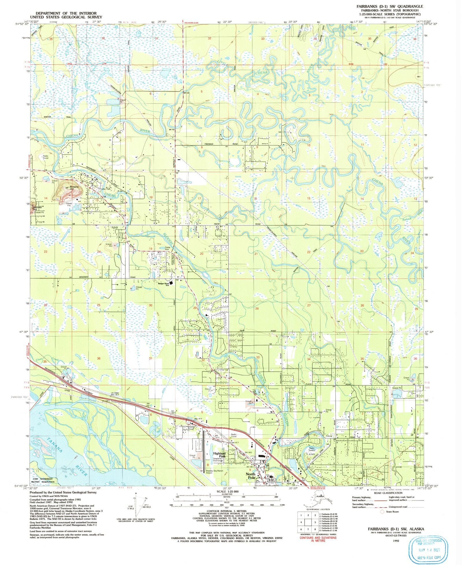 Classic USGS Fairbanks D-1 SW Alaska 7.5'x7.5' Topo Map – MyTopo Map Store