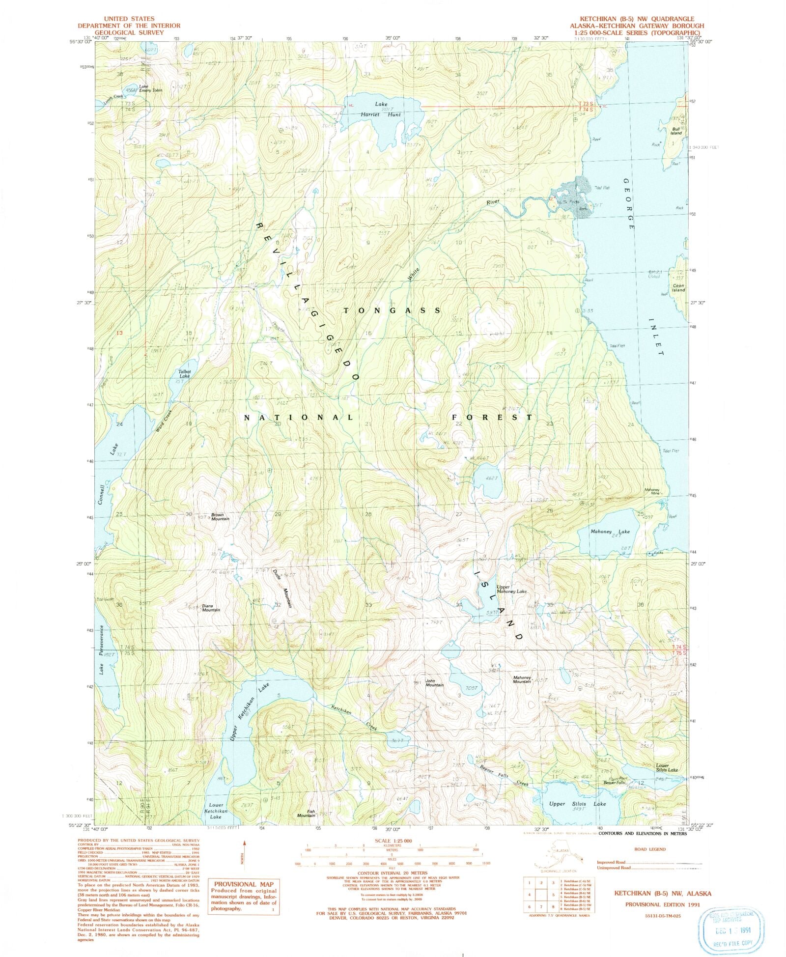 Classic USGS Ketchikan B-5 NW Alaska 7.5'x7.5' Topo Map – MyTopo Map Store