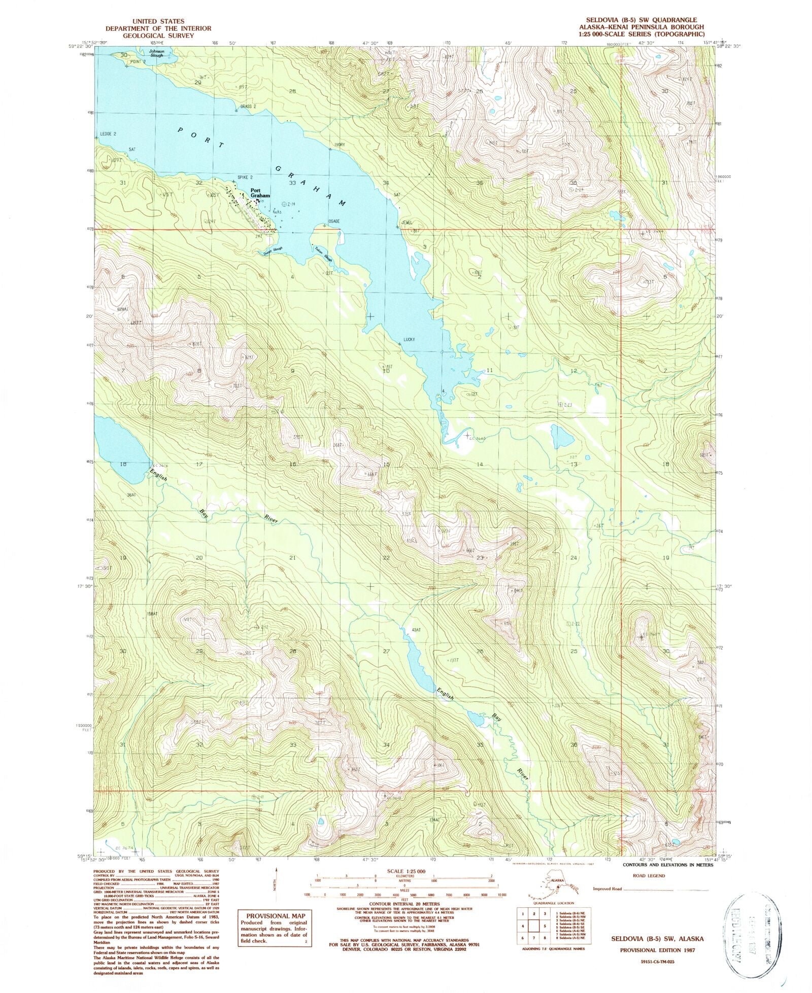 Classic USGS Seldovia B-5 SW Alaska 7.5'x7.5' Topo Map – MyTopo Map Store