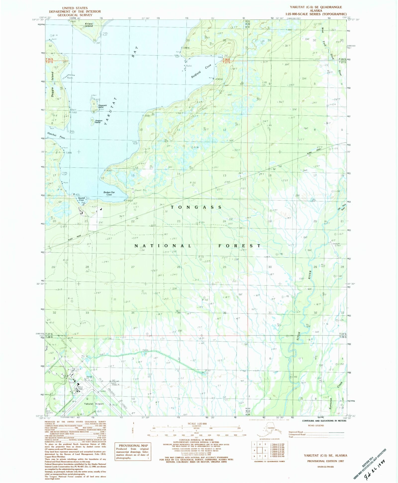 Classic USGS Yakutat C-5 SE Alaska 7.5'x7.5' Topo Map – MyTopo Map Store