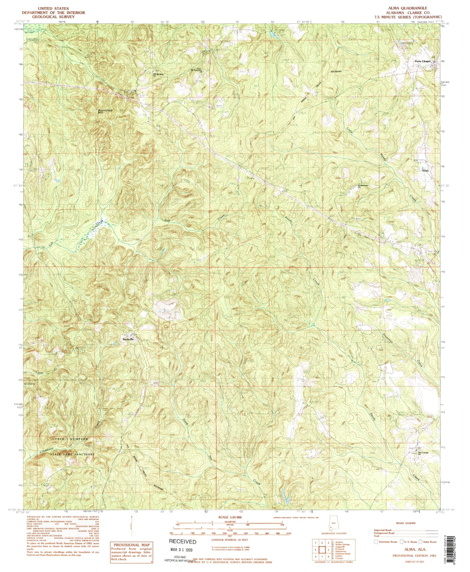 Classic USGS Alma Alabama 7.5'x7.5' Topo Map – MyTopo Map Store