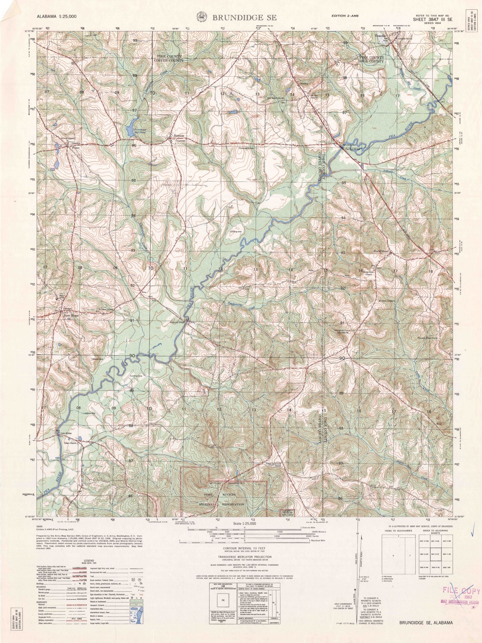 Classic USGS Brundidge SE Alabama 7.5'x7.5' Topo Map – MyTopo Map Store