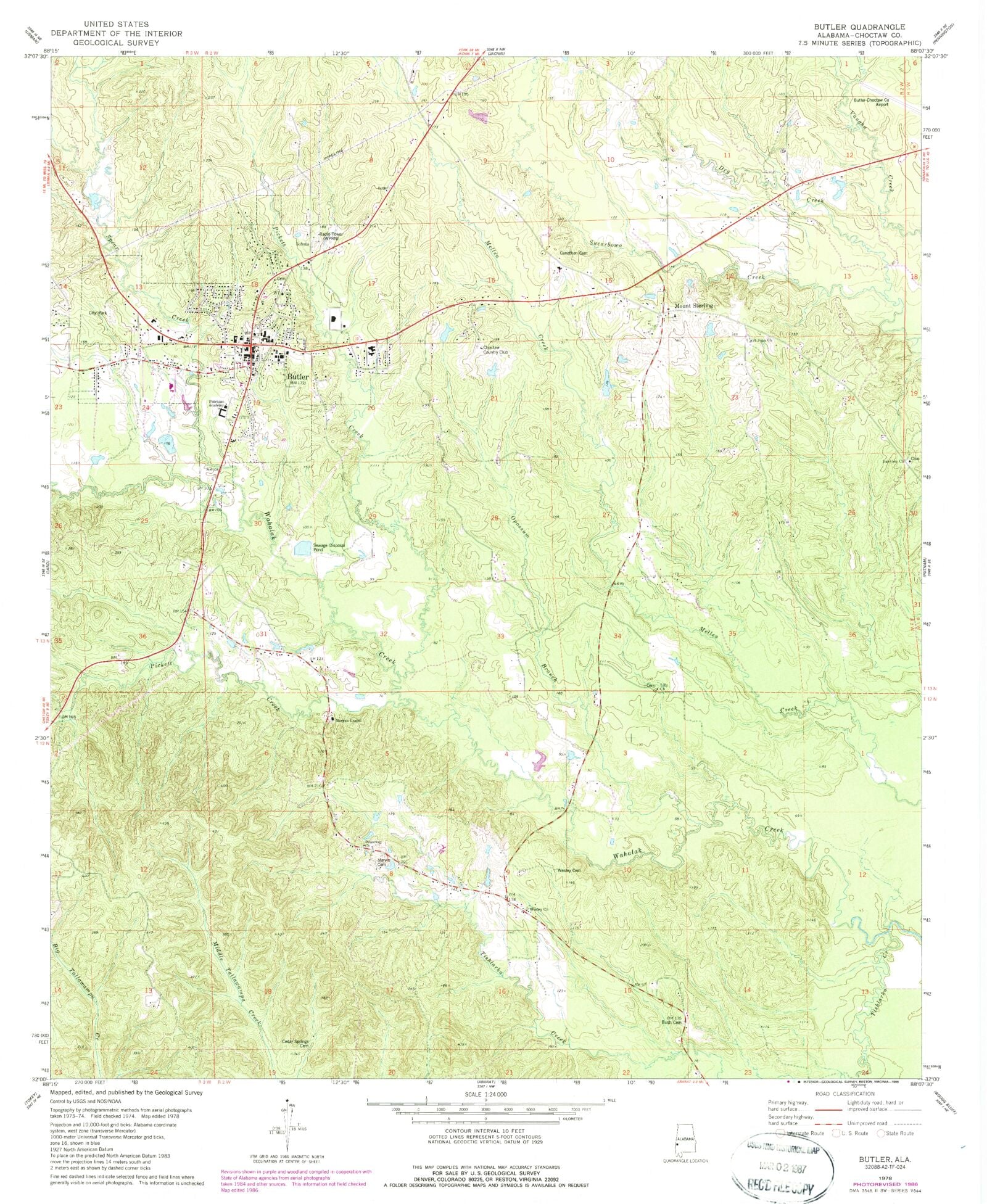 Classic USGS Butler Alabama 7.5'x7.5' Topo Map – MyTopo Map Store