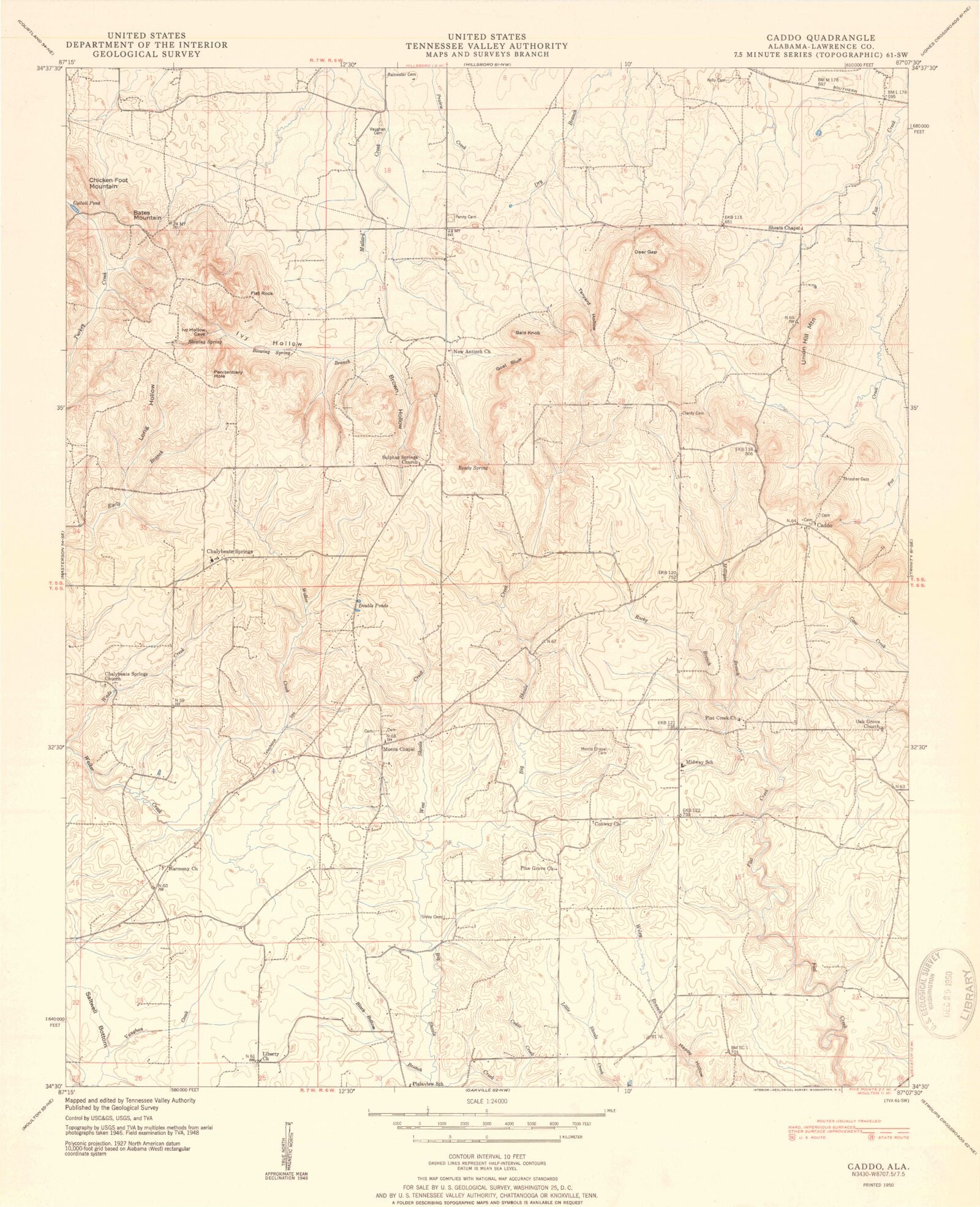 Classic USGS Caddo Alabama 7.5'x7.5' Topo Map – MyTopo Map Store