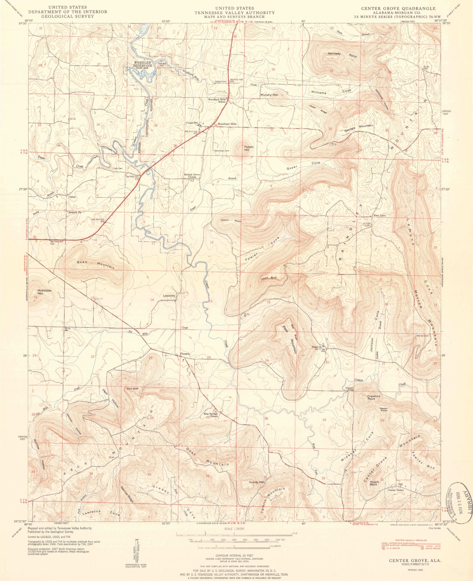 Classic USGS Center Grove Alabama 7.5'x7.5' Topo Map – MyTopo Map Store