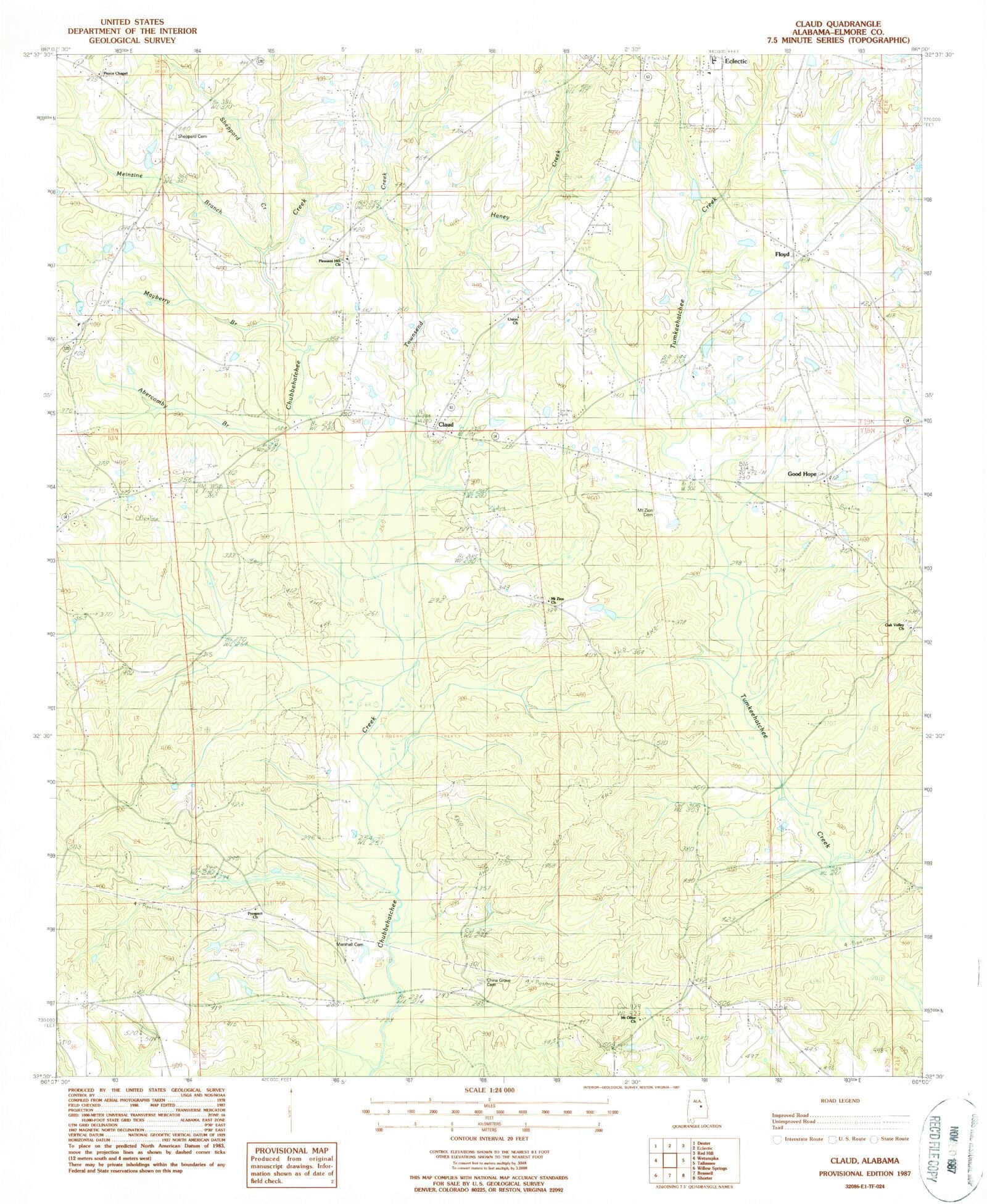 Classic USGS Claud Alabama 7.5'x7.5' Topo Map – MyTopo Map Store