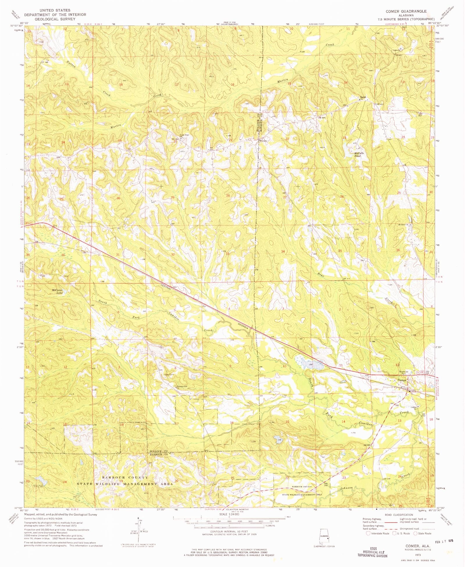 Classic USGS Comer Alabama 7.5'x7.5' Topo Map – MyTopo Map Store