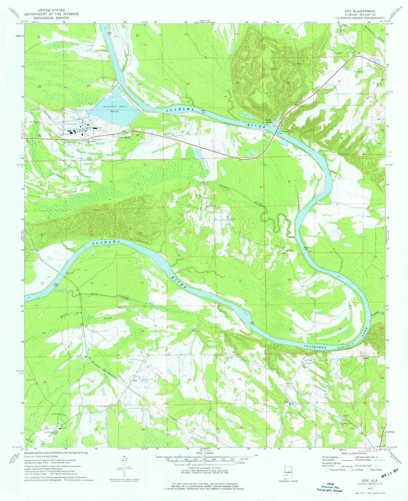 Classic USGS Coy Alabama 7.5'x7.5' Topo Map – MyTopo Map Store