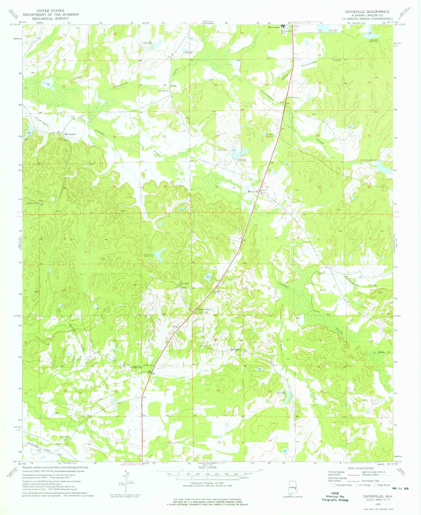 Classic USGS Davisville Alabama 7.5'x7.5' Topo Map – MyTopo Map Store