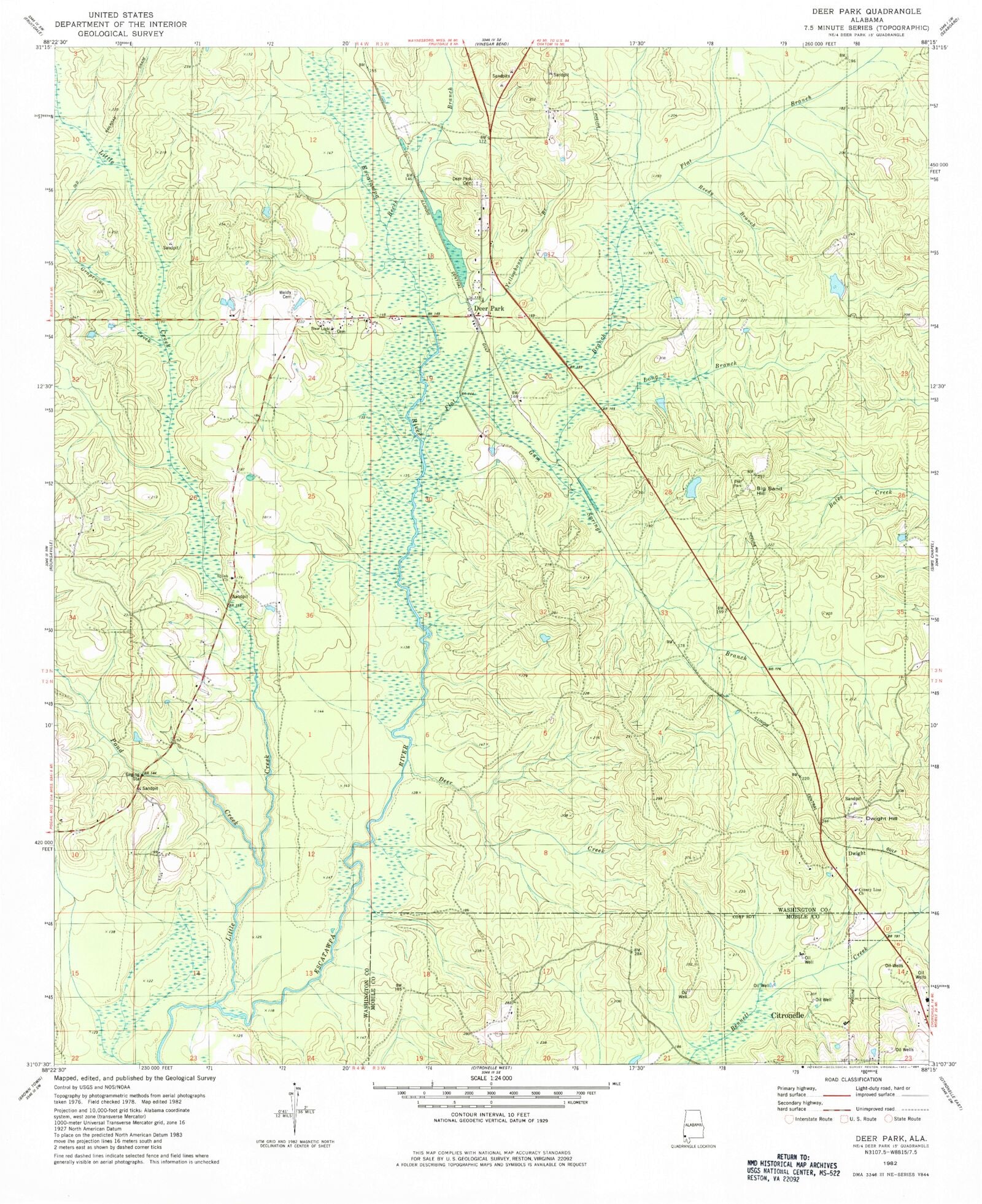 Classic USGS Deer Park Alabama 7.5'x7.5' Topo Map – MyTopo Map Store