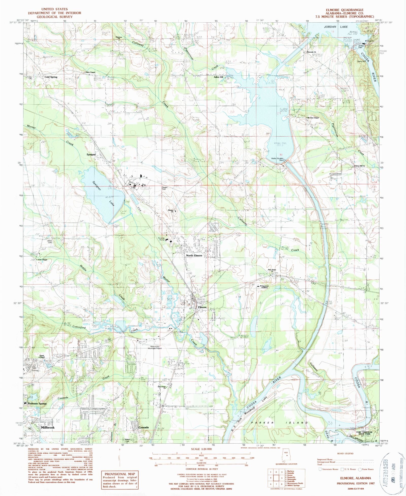 Classic USGS Elmore Alabama 7.5'x7.5' Topo Map – MyTopo Map Store