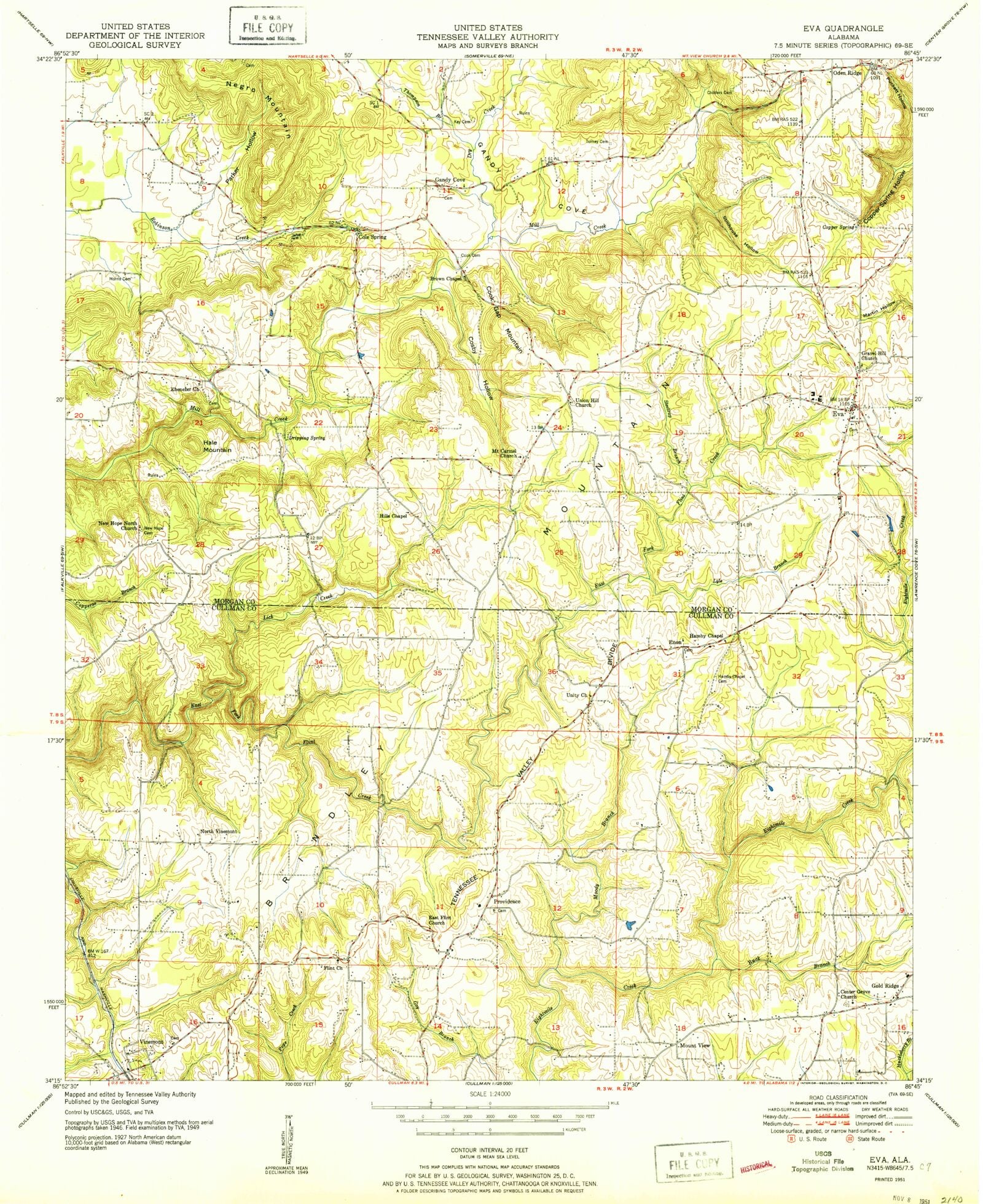 Classic USGS Eva Alabama 7.5'x7.5' Topo Map – MyTopo Map Store