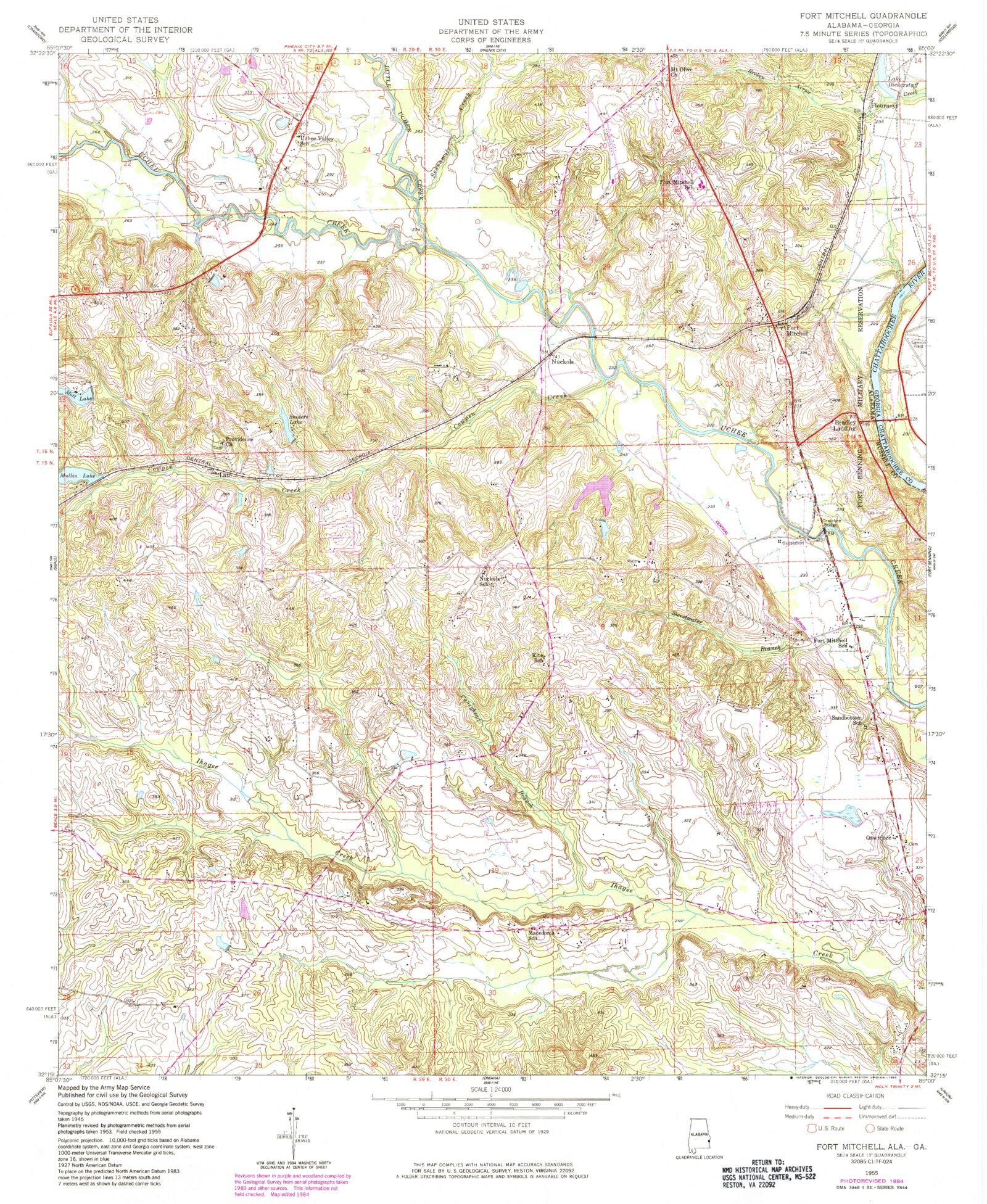 Classic USGS Fort Mitchell Alabama 7.5'x7.5' Topo Map – MyTopo Map Store