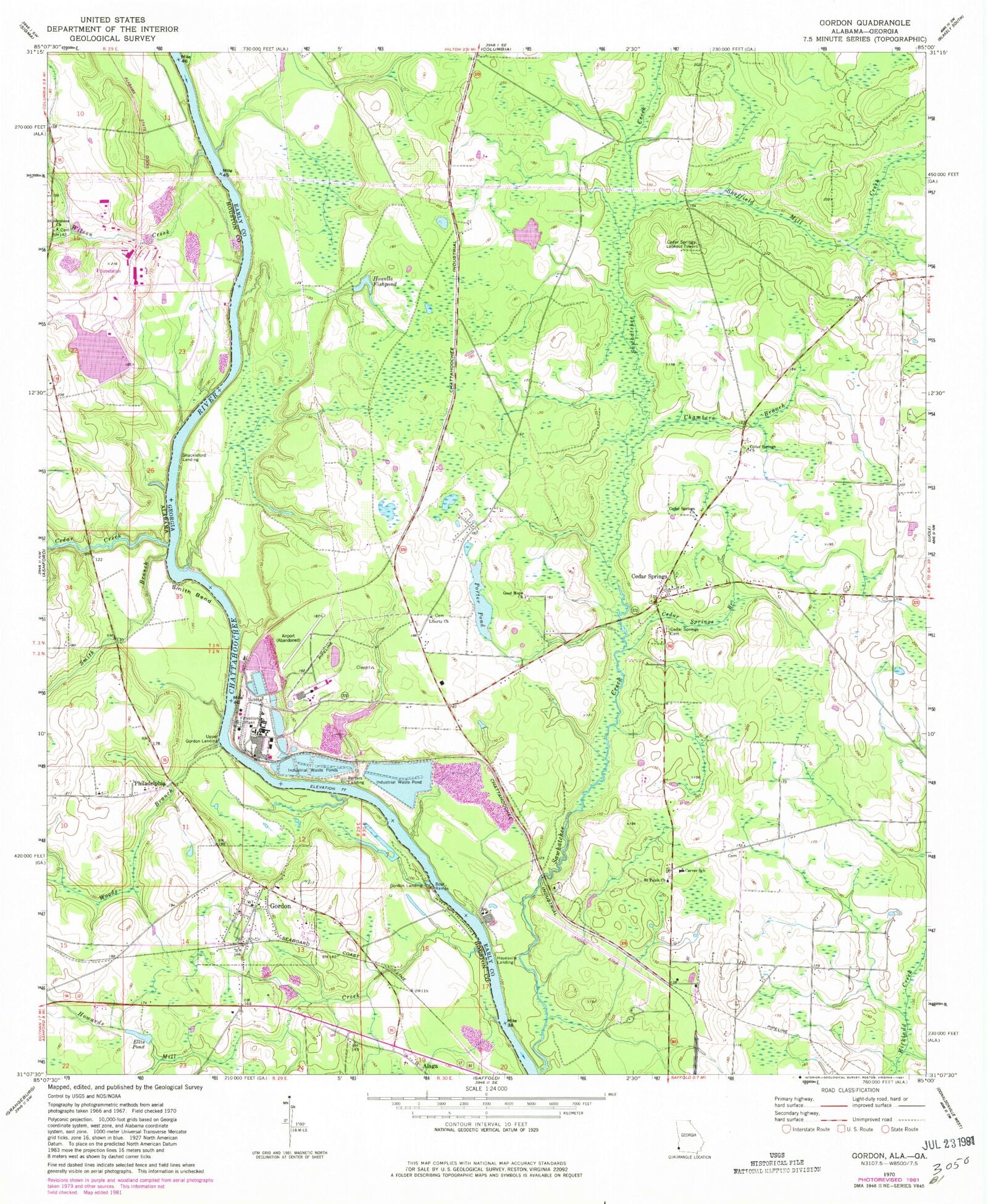 Classic USGS Gordon Alabama 7.5'x7.5' Topo Map – MyTopo Map Store